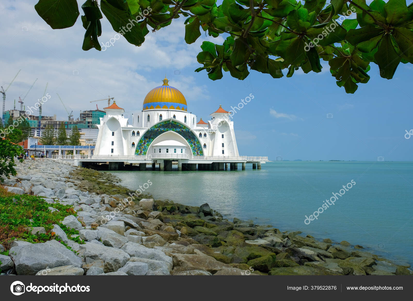 Mezquita Del Estrecho Malaca Masjid Selat Melaka Malaca Malasia — Foto ...