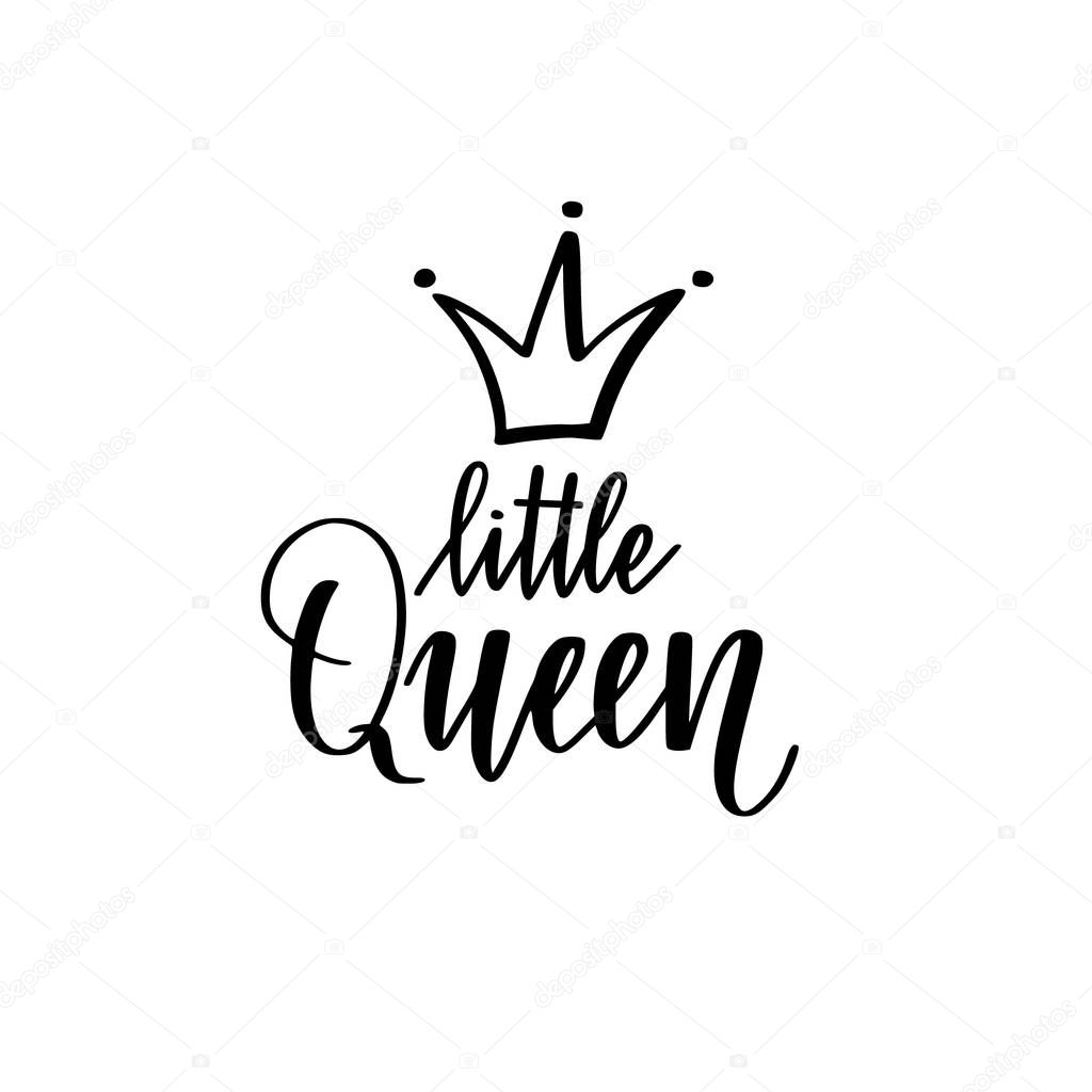 Pequeña reina vector caligrafía letras bonito diseño 2022