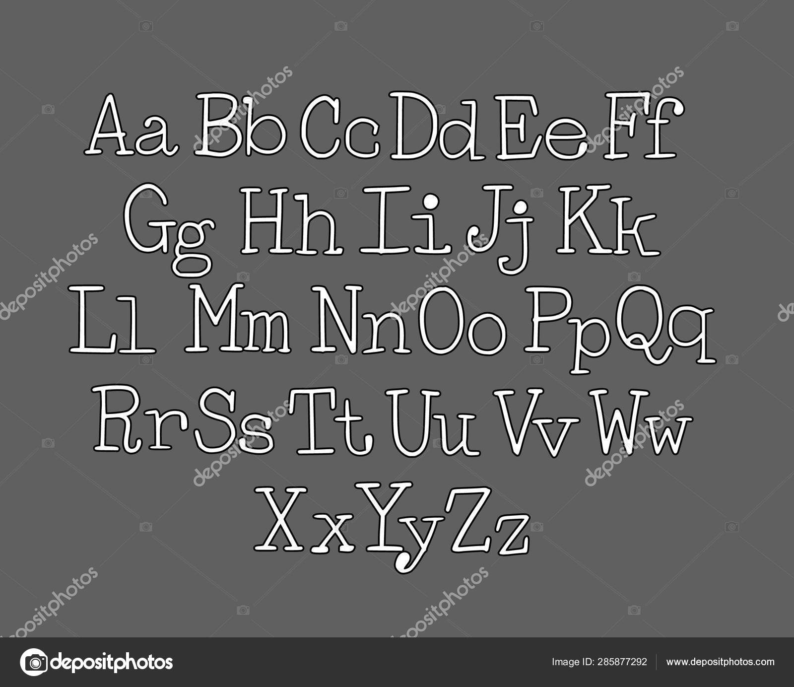 Tipo de letra estilo Typewriter. Dibujado a mano doodly slim letras ...