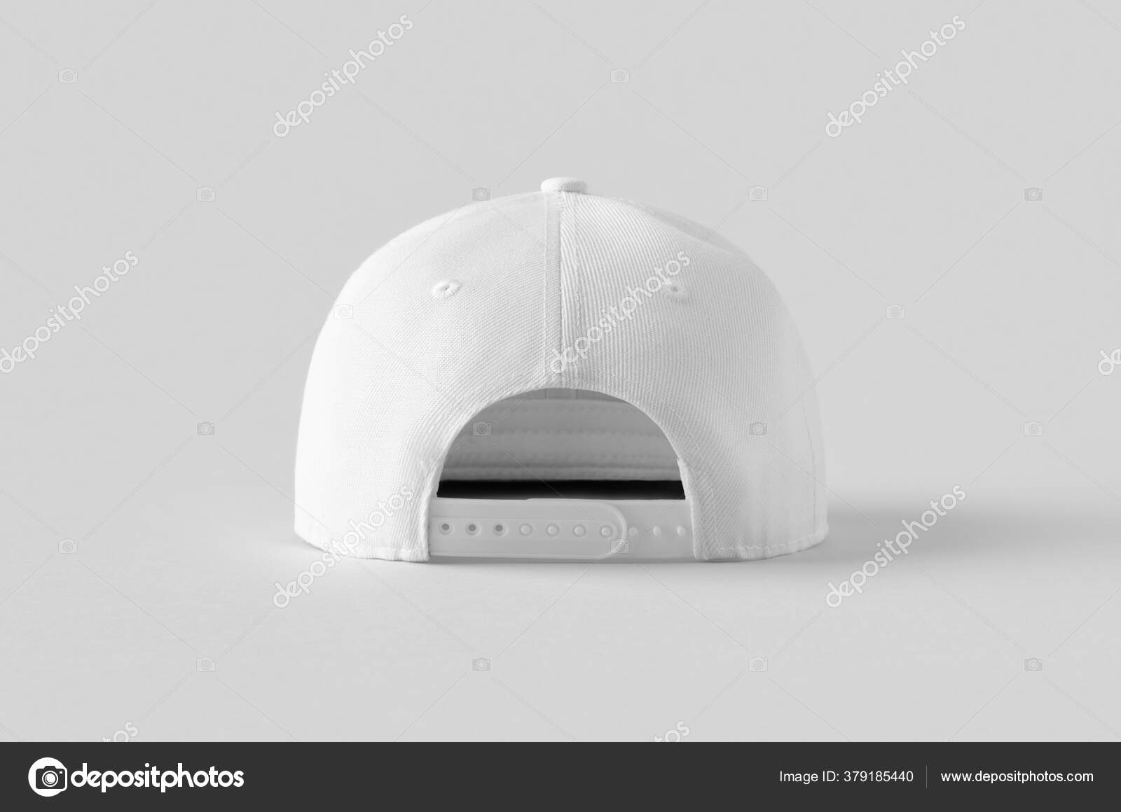 White Snapback Cap Mockup Grey Background Back View Stock Photo by ...