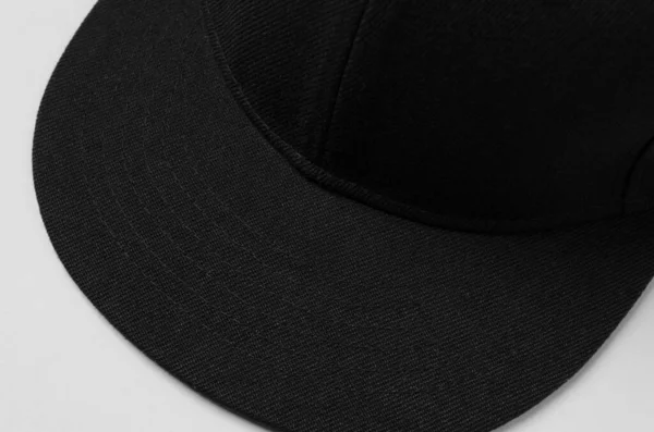 Black Snapback Cap Mockup Grey Background Front View — Stock Photo ...