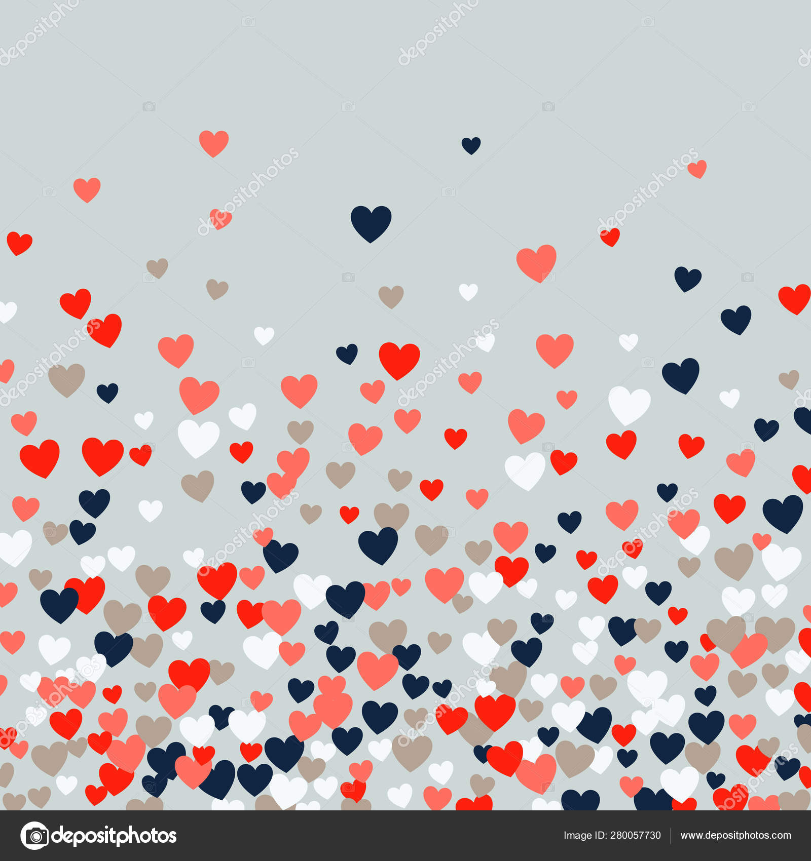 Cute little hearts background, different size and colors, random order ...