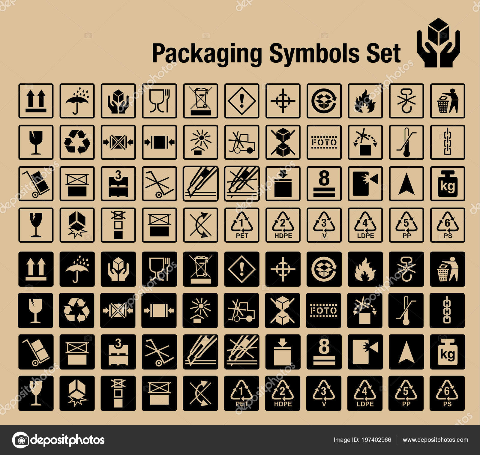 Manipulación Embalaje Conjunto Iconos Vector Para Uso Las Cajas Embalaje — Vector de stock ...