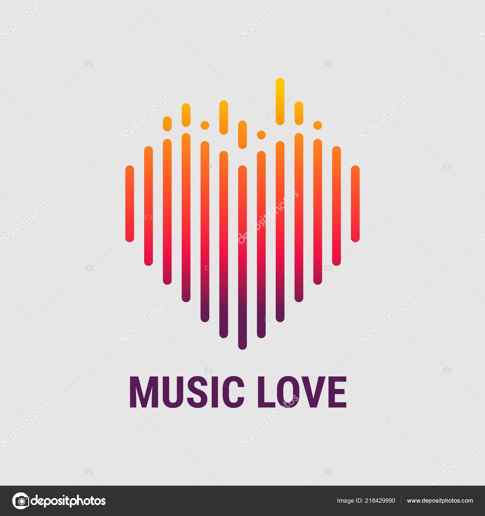 Musical waves in the shape of a heart. Logo template. Musical equalizer. Vector illustration ...