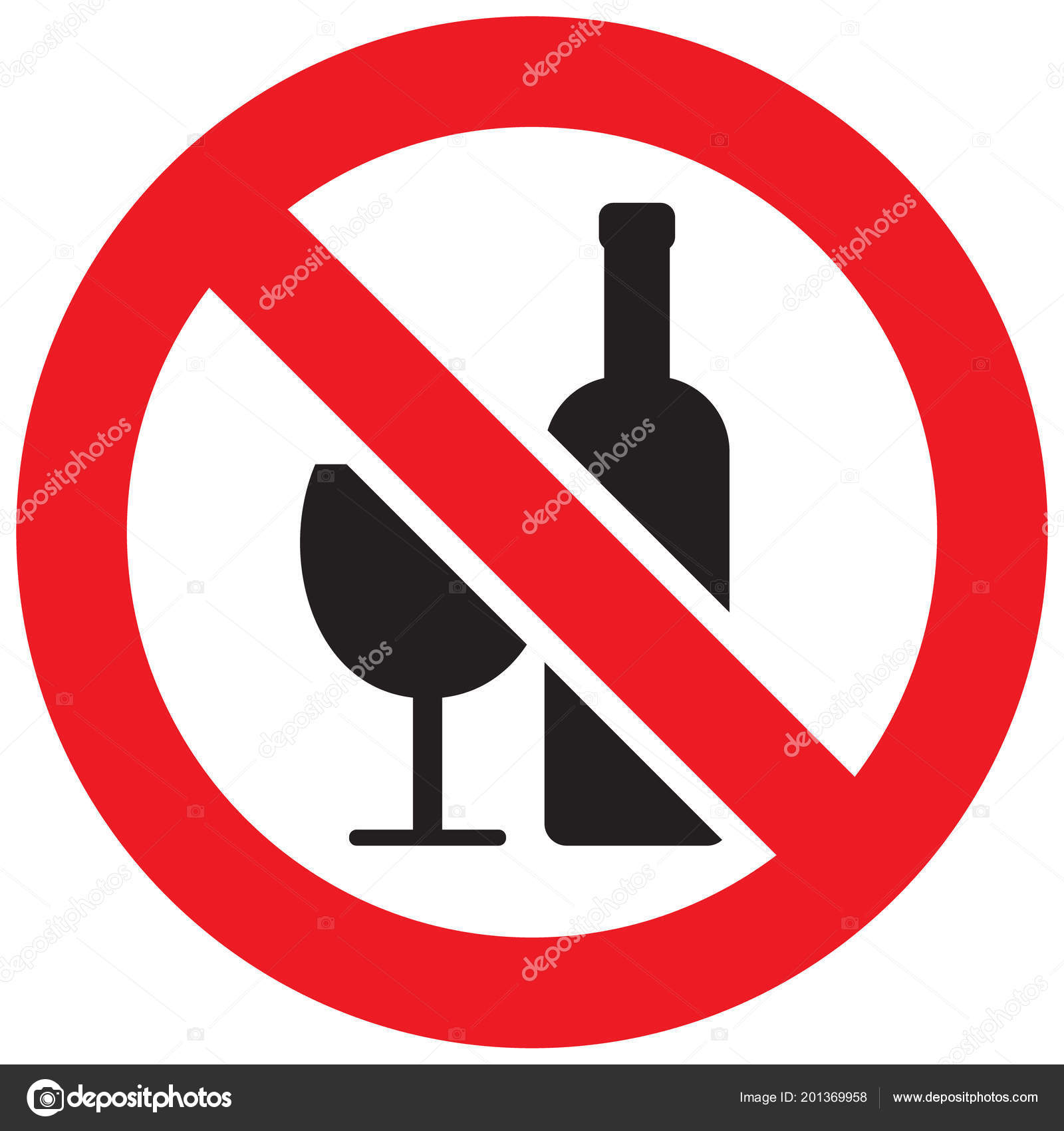 Nada Beber Hay Señal Alcohol Prohibir Signo Ilustración Vectorial ...