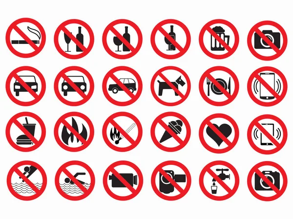 Set Prohibited Sign Isolated White Background Stock Vector Image by ...