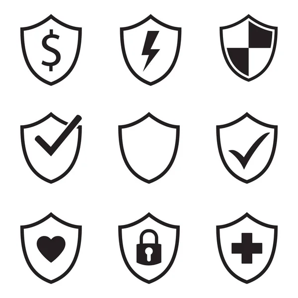 Vector Shield Protection Icon Set Black White Stock Vector Image By ©dmvector 312229836