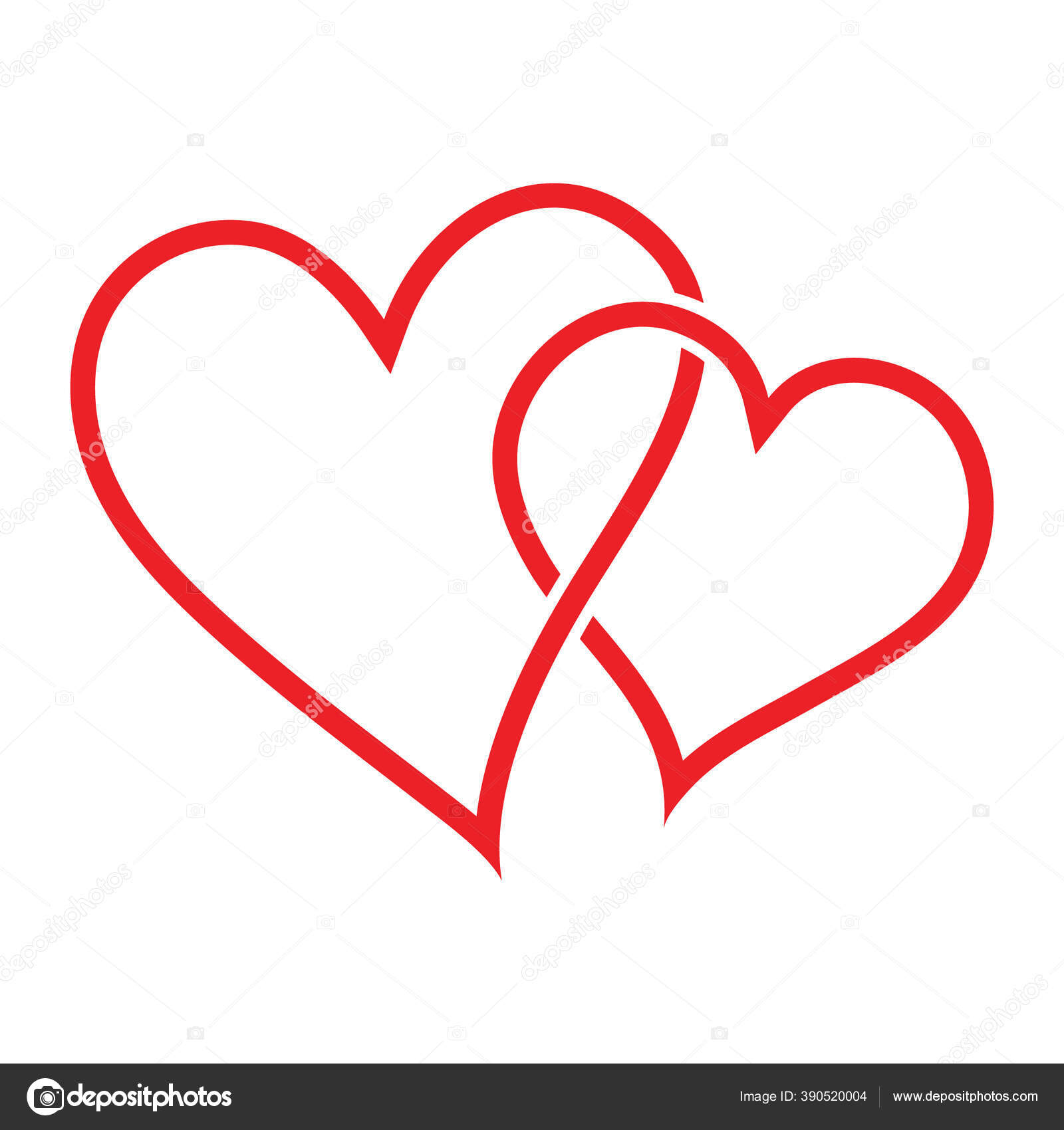 Couple Hearts Vector Icon Valentines Day Illustration Love Symbol Stock ...