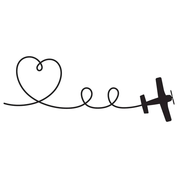 Airplane Route Vector Illustration Heart Path Trace Isolated White ...