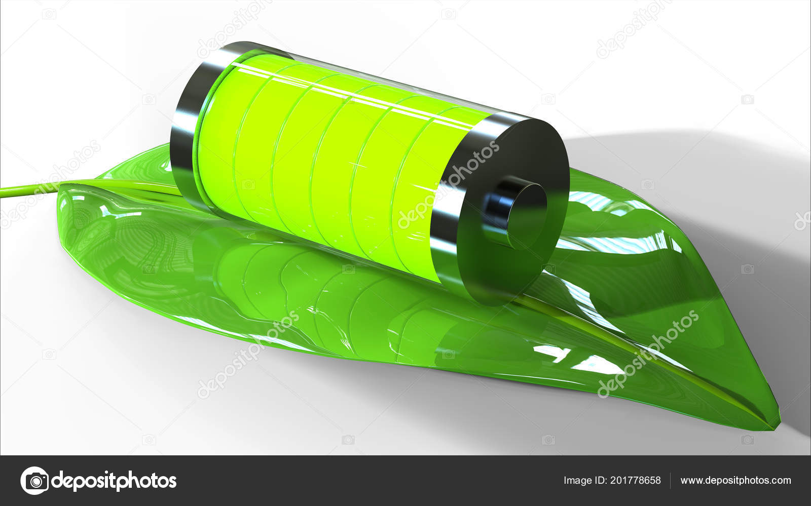 Battery Green Core Leaf Green Energy Ecology Concept Illustration Stock ...