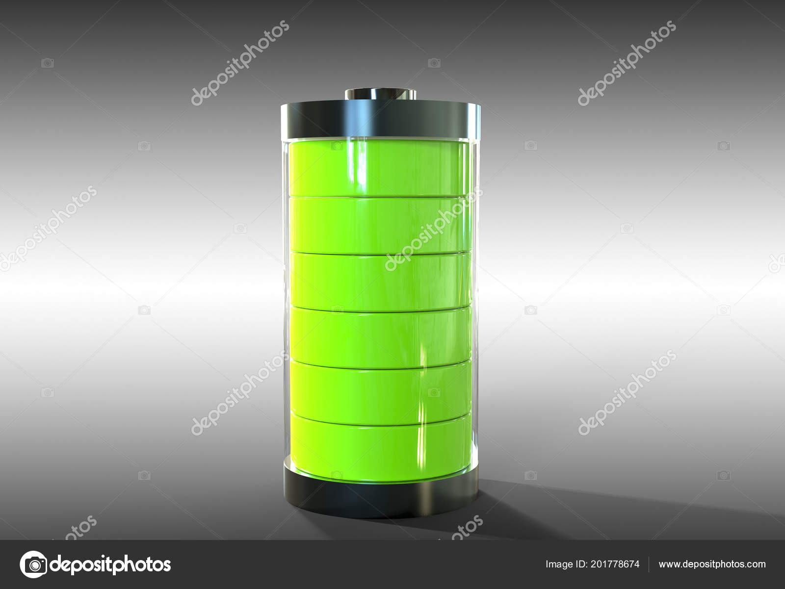 Battery Green Core Gray Background Ecology Green Energy Concept ...