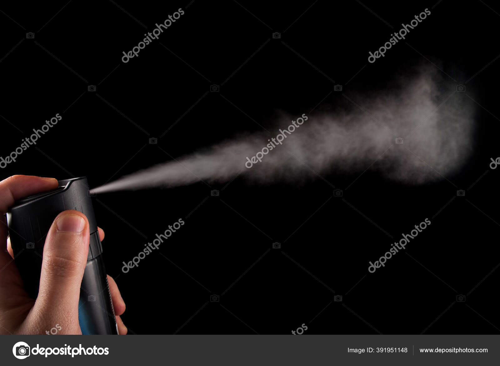 Spray Can Hand Aerosol White Color Isolated Black Background Close ...