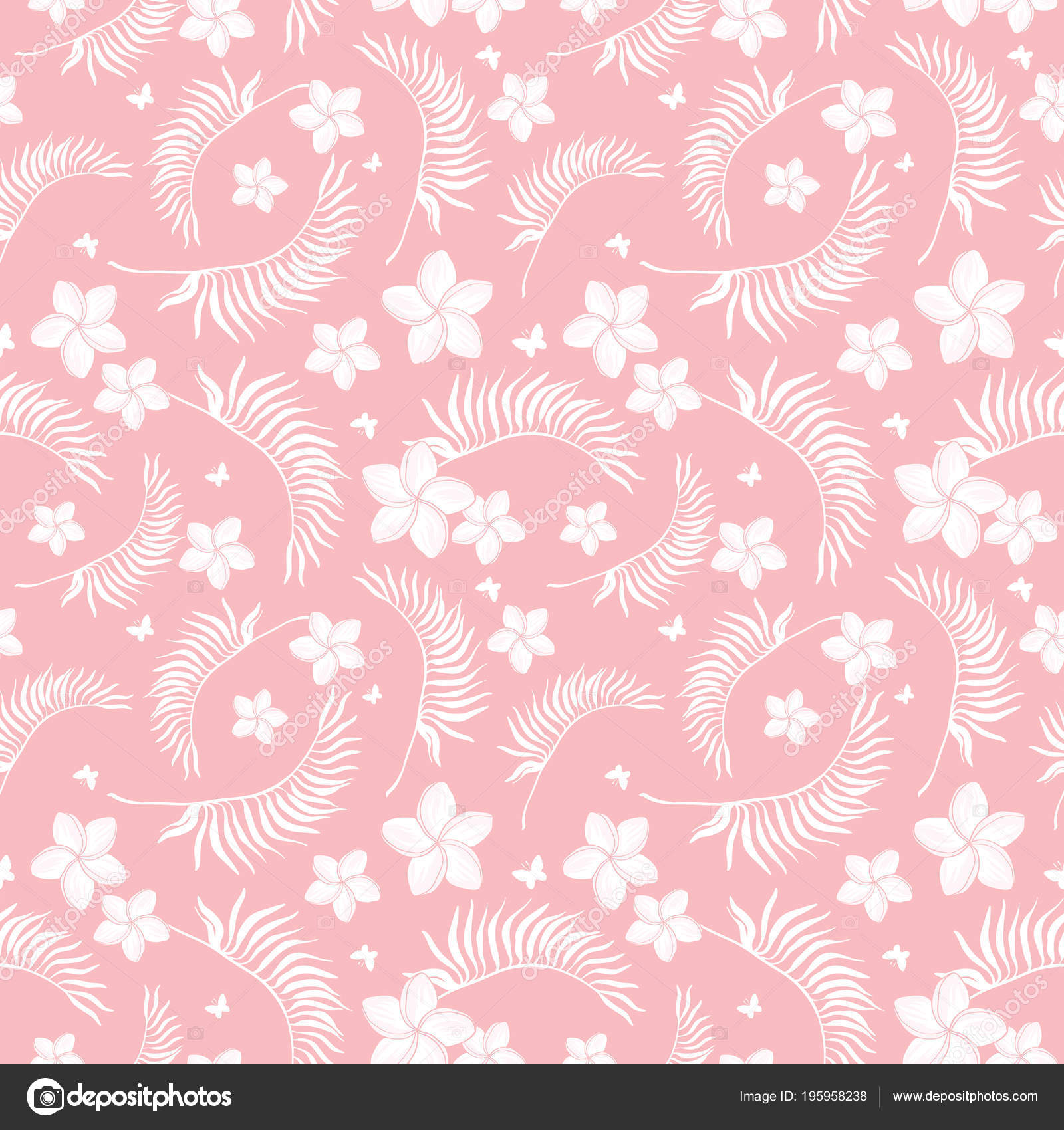Tropical pink flowers seamless repeat pattern. Stock Vector by ...