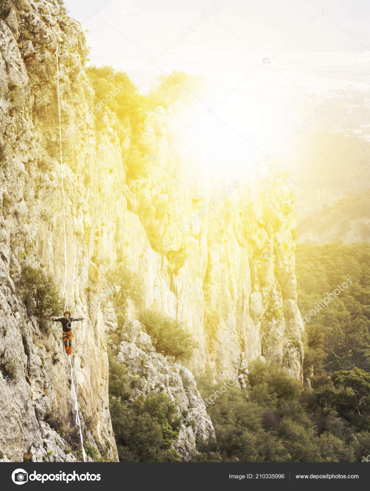 Man Walking Rope Abyss — Stock Photo © vetal1983 #210335996