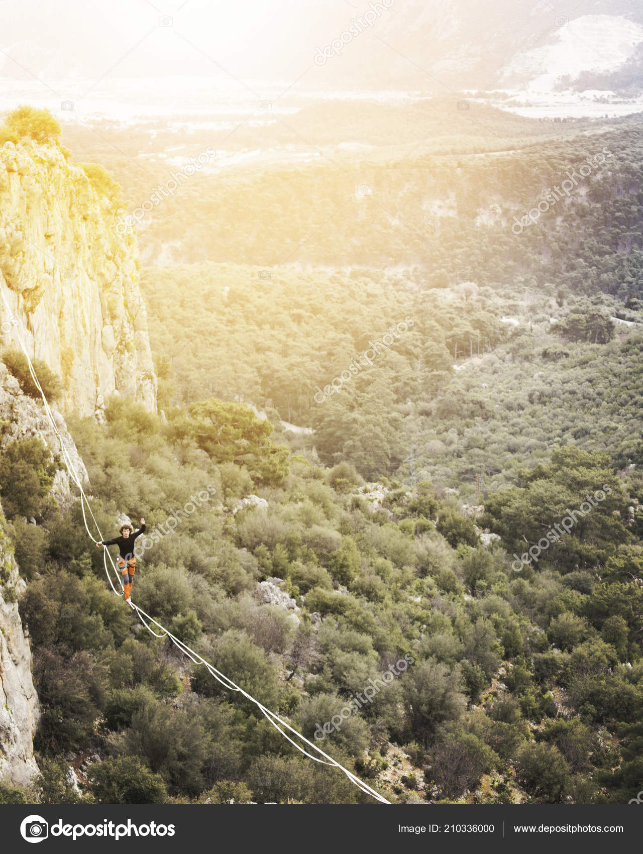 Man Walking Rope Abyss — Stock Photo © vetal1983 #210336000
