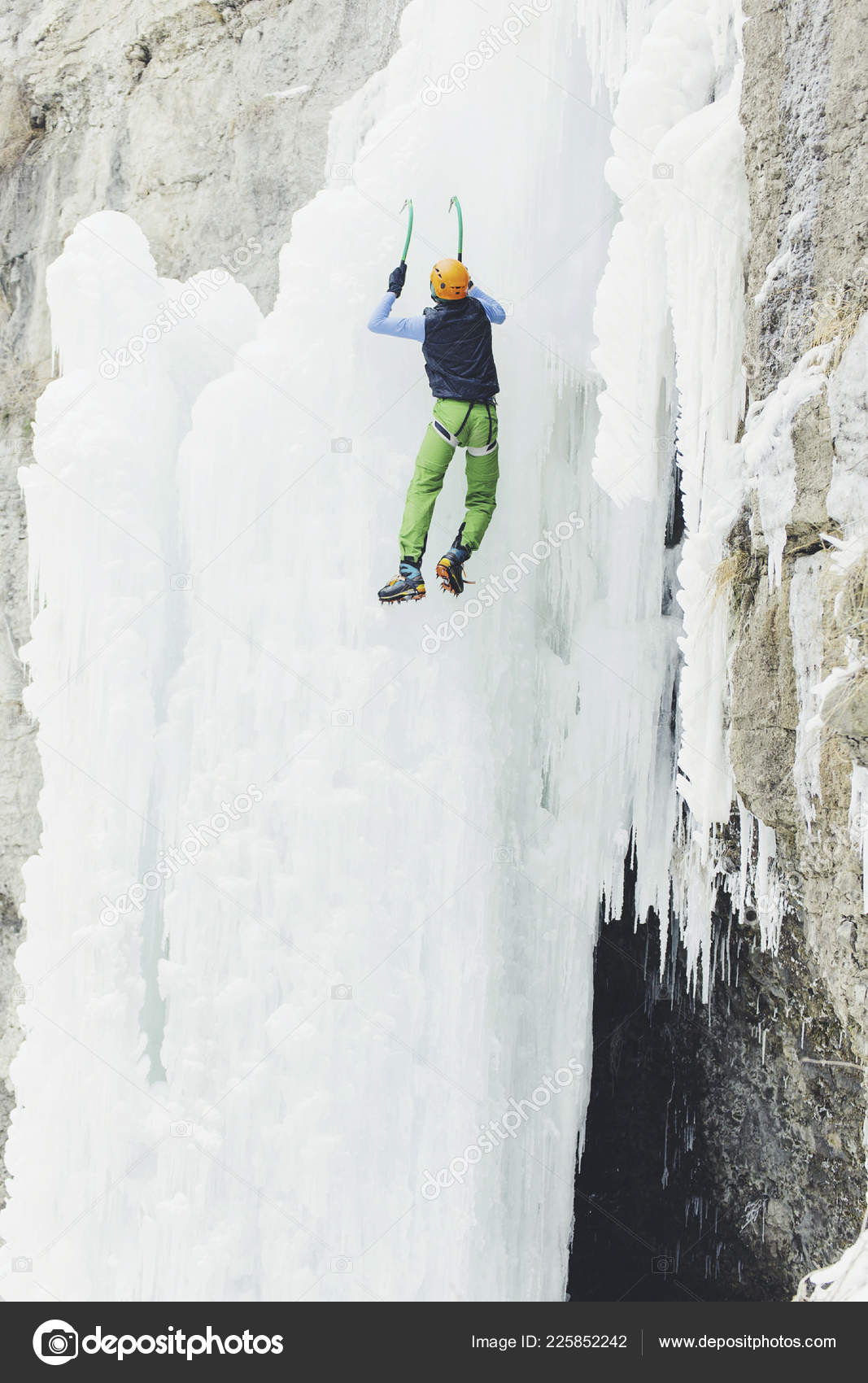 Ice Climbing Frozen Waterfall Stock Photo by ©vetal1983 225852242