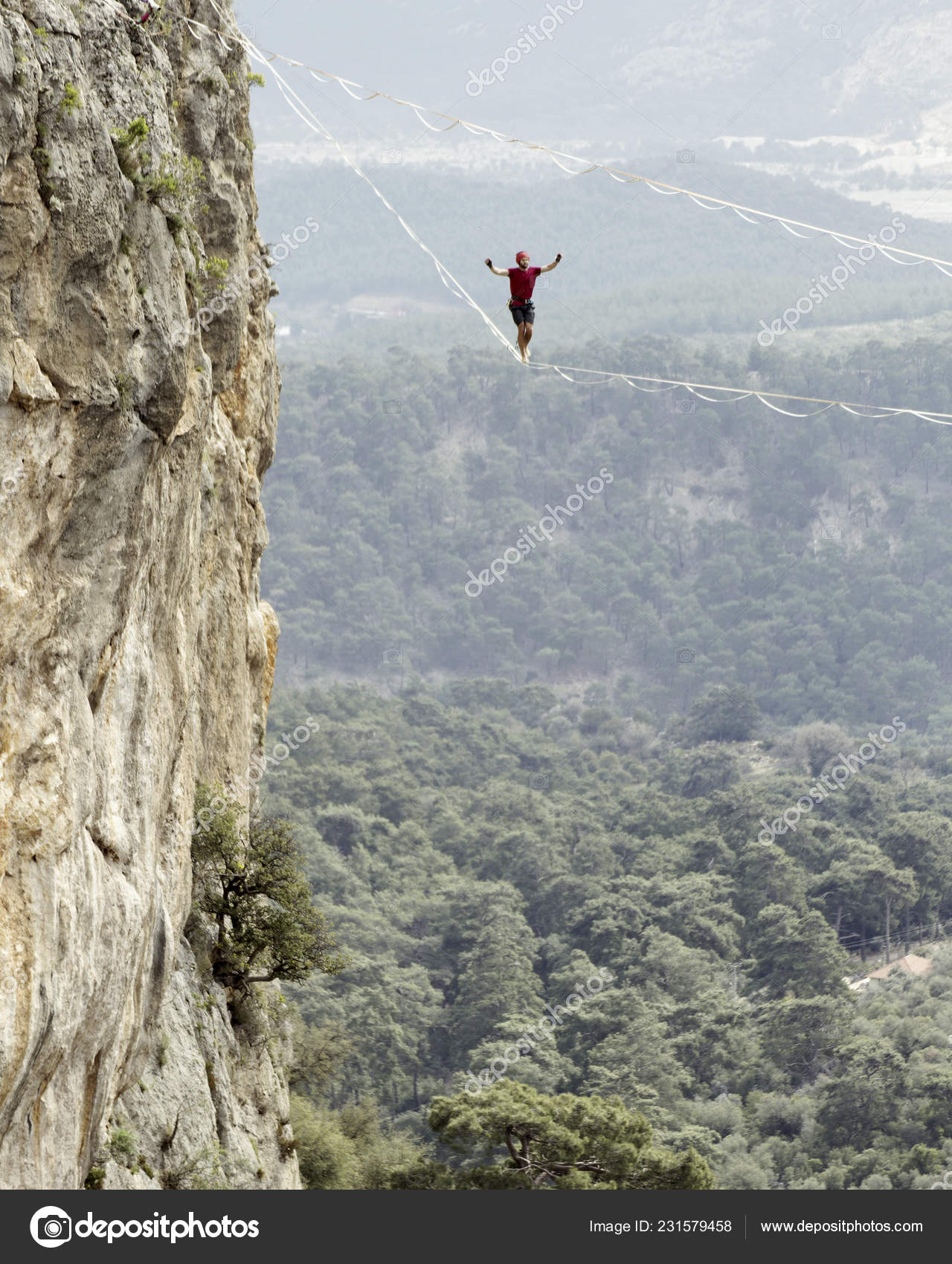 Highliner Rope Highline Background Mountains Extreme Sport Nature ...