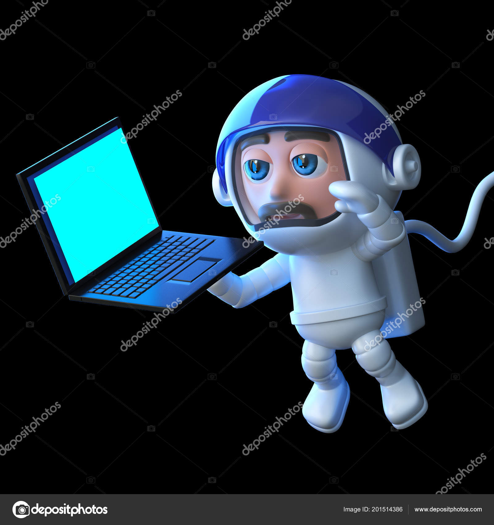 Render Astronaut Floating Space Laptop Stock Photo by ©3dalia 201514386