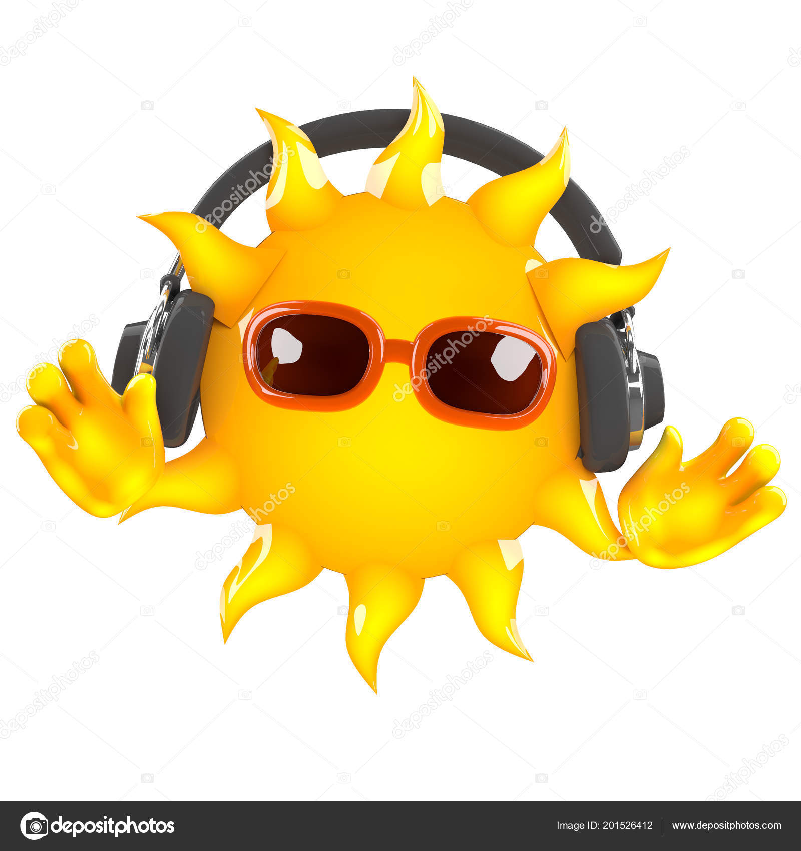 Render Sun Wearing Headphones Stock Illustration by ©3dalia #201526412