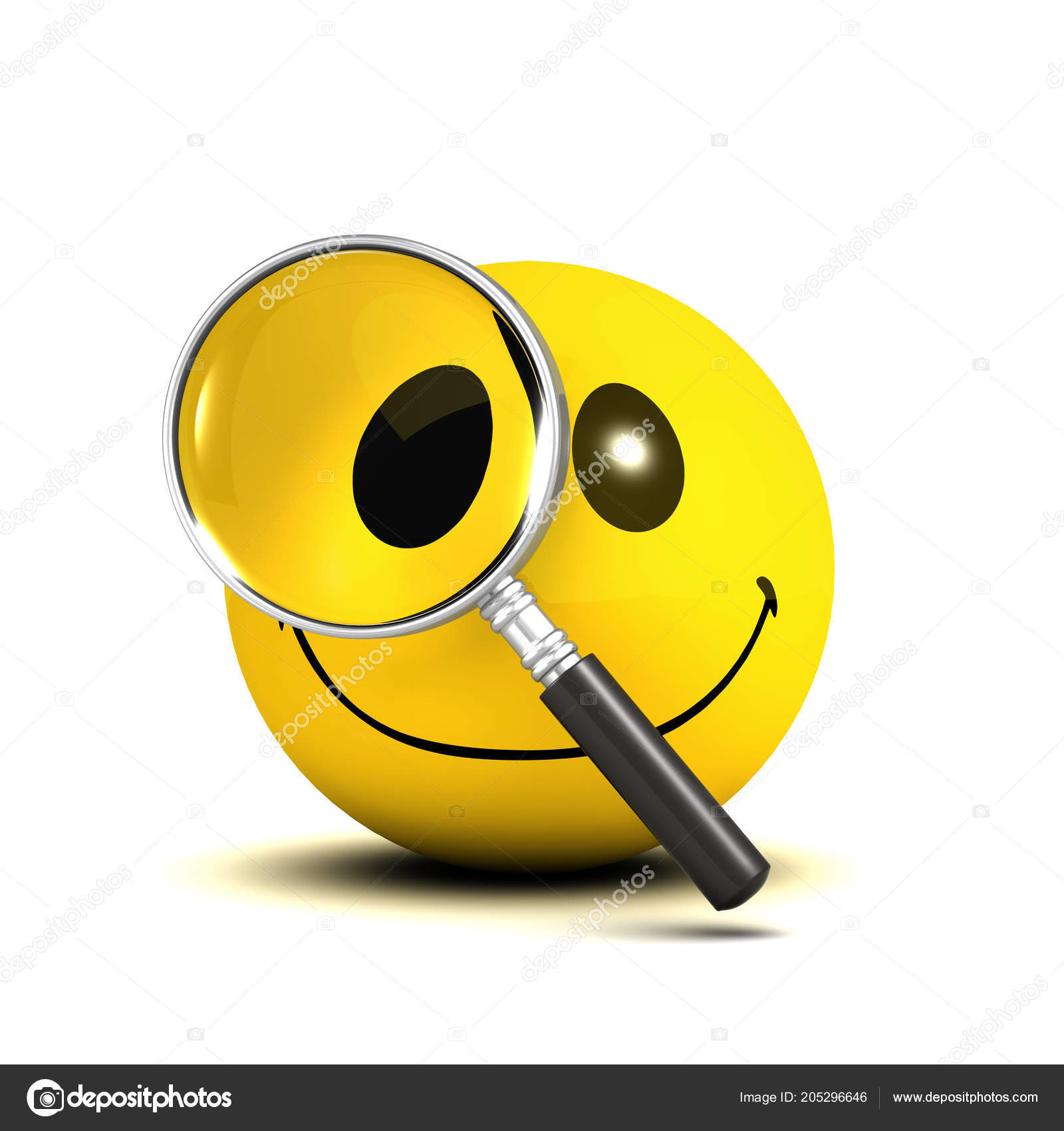 Render Smiley Looking Magnifier — Stock Photo © 3dalia #205296646