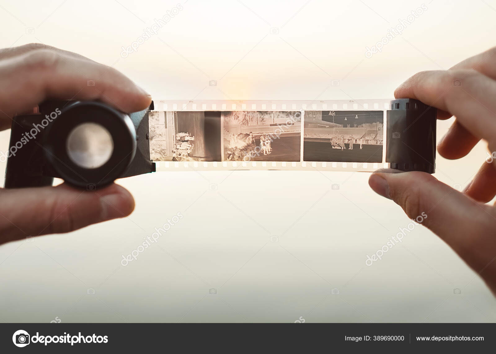 Male Hands Image Using Old Vintage 35Mm Film Negative Viewer — Stock ...