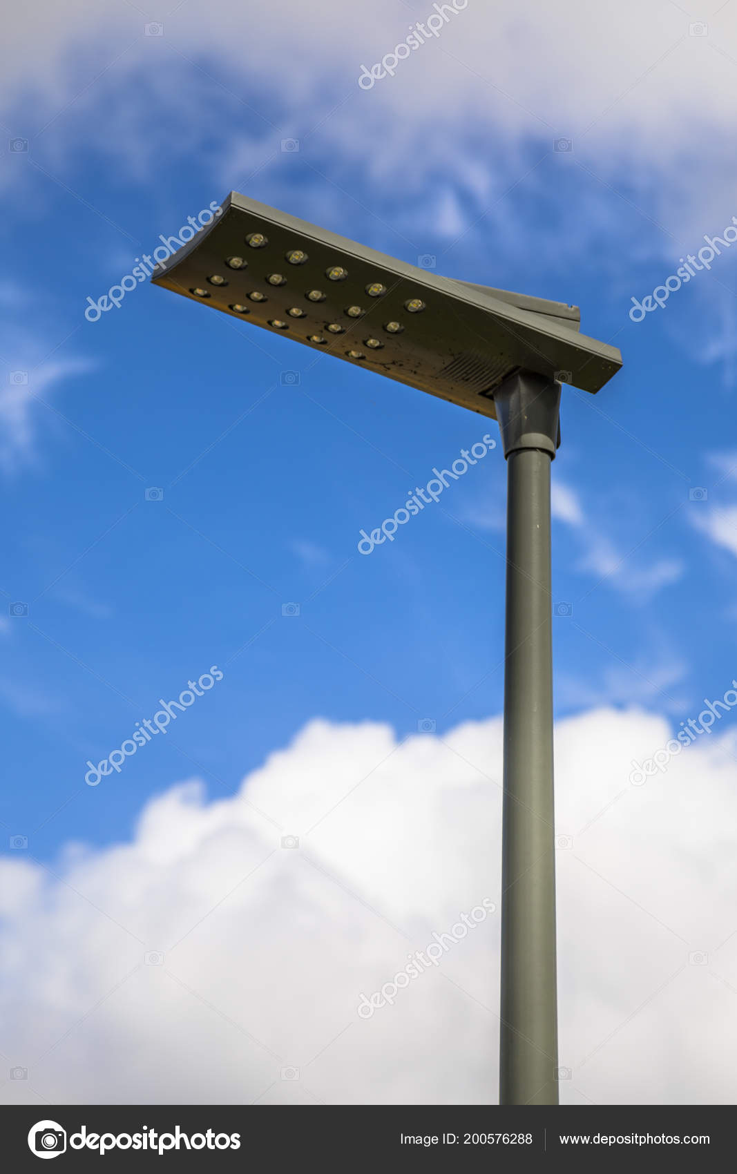Led Street Light Black Pole Armature Aigainst Blue Summer Sky — Stock ... Led Street Light Black Pole Armature Aigainst Blue Summer Sky — Stock ...