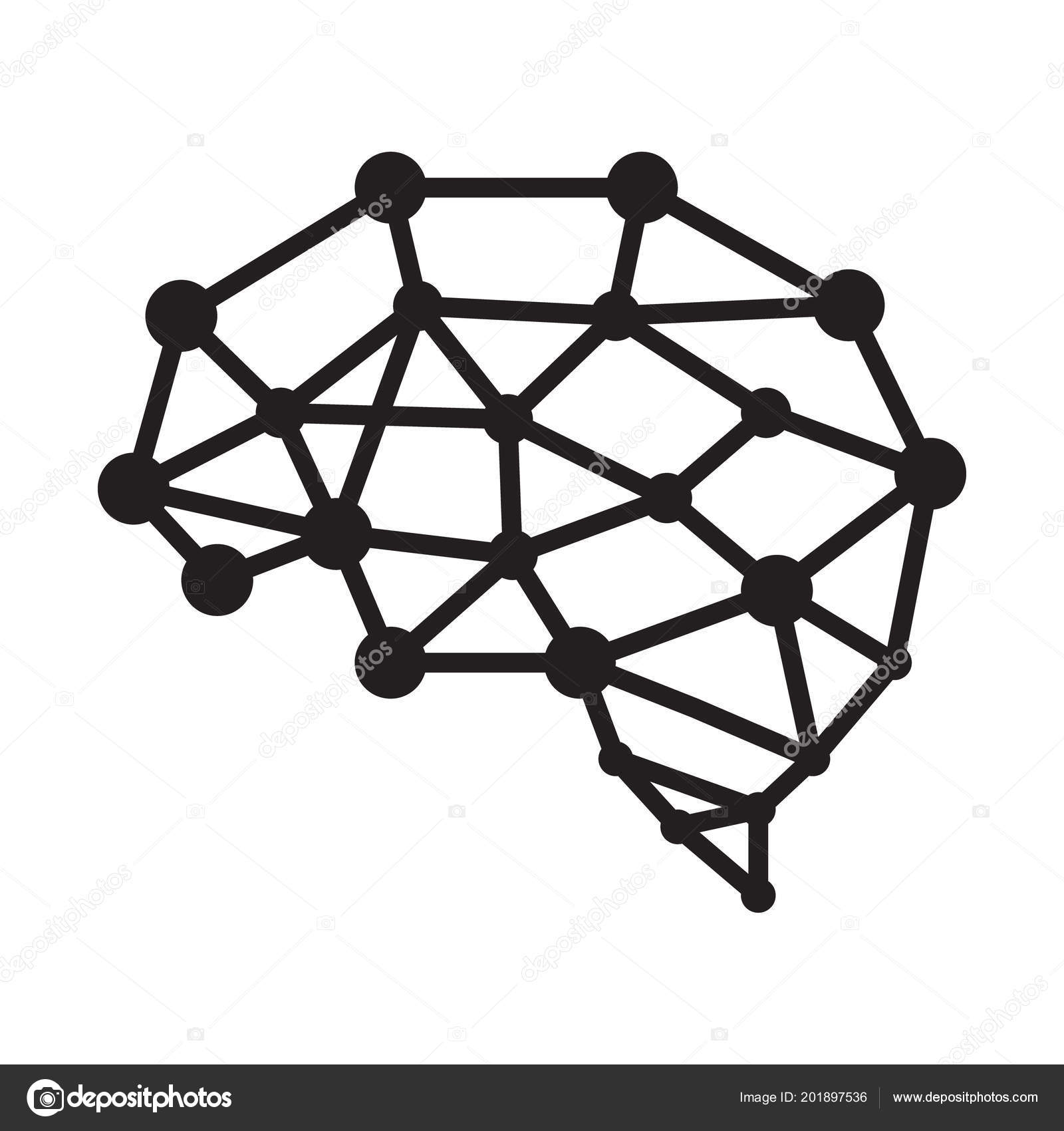 Brain Icon Vector Brain Lines Dots Vector Side View Stock Vector by ...