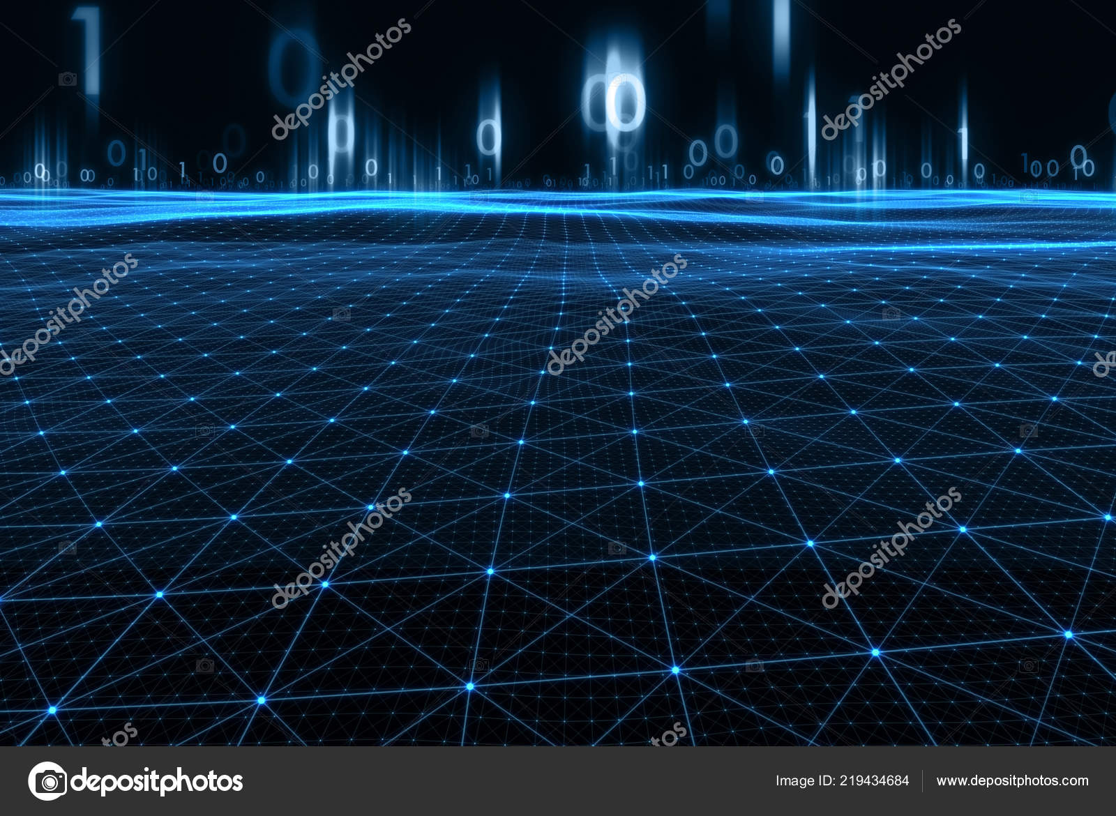 Futuristic Computer Network Net Binary Numbers Illustration Background Stock Photo by ...