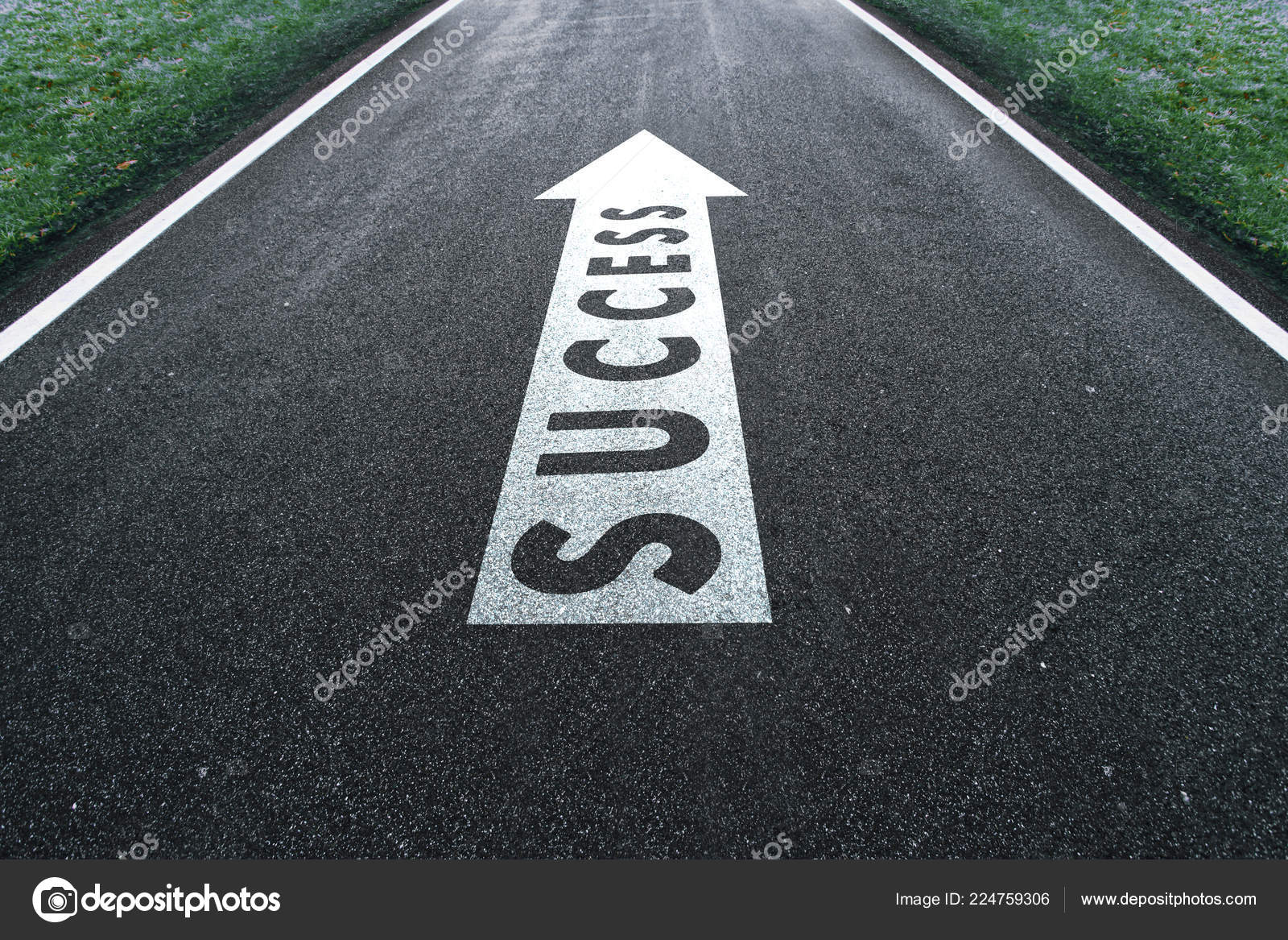 Success Word Message Arrow Sign Sunny Asphalt Road Concept Stock Photo ...