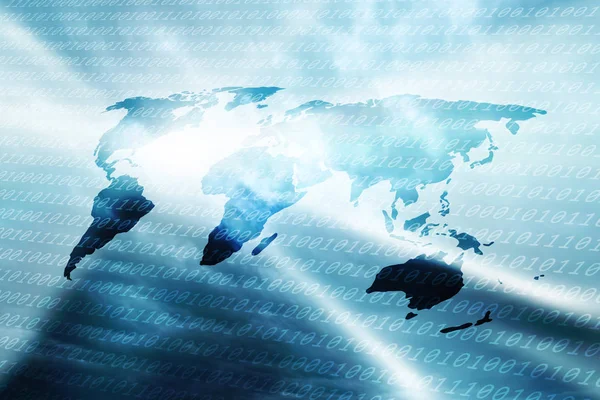 Abstract dark blue world map binary numbers - Stock Image - Everypixel