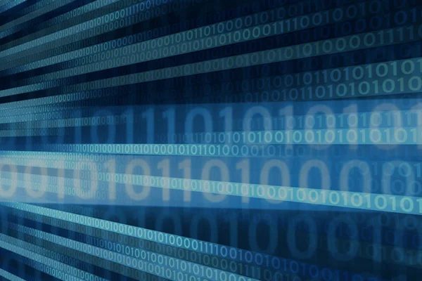 Digital Computer Data Travel Tunnel Computer Shiny Binary Numbers Blue — Stock Photo ...