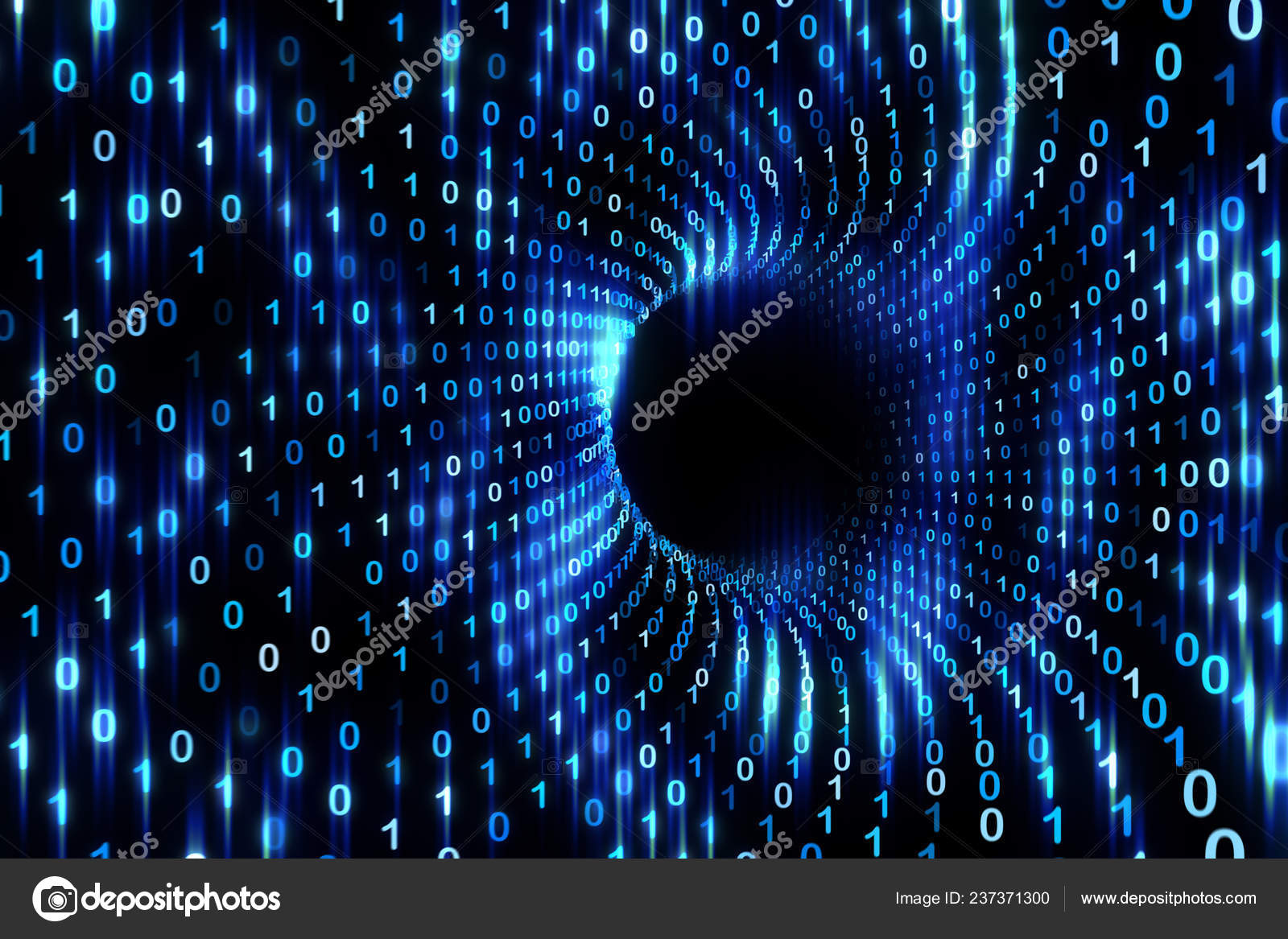 Digital Computer Data Travel Tunnel Computer Blue Coloured Binary Numbers — Stock Photo ...
