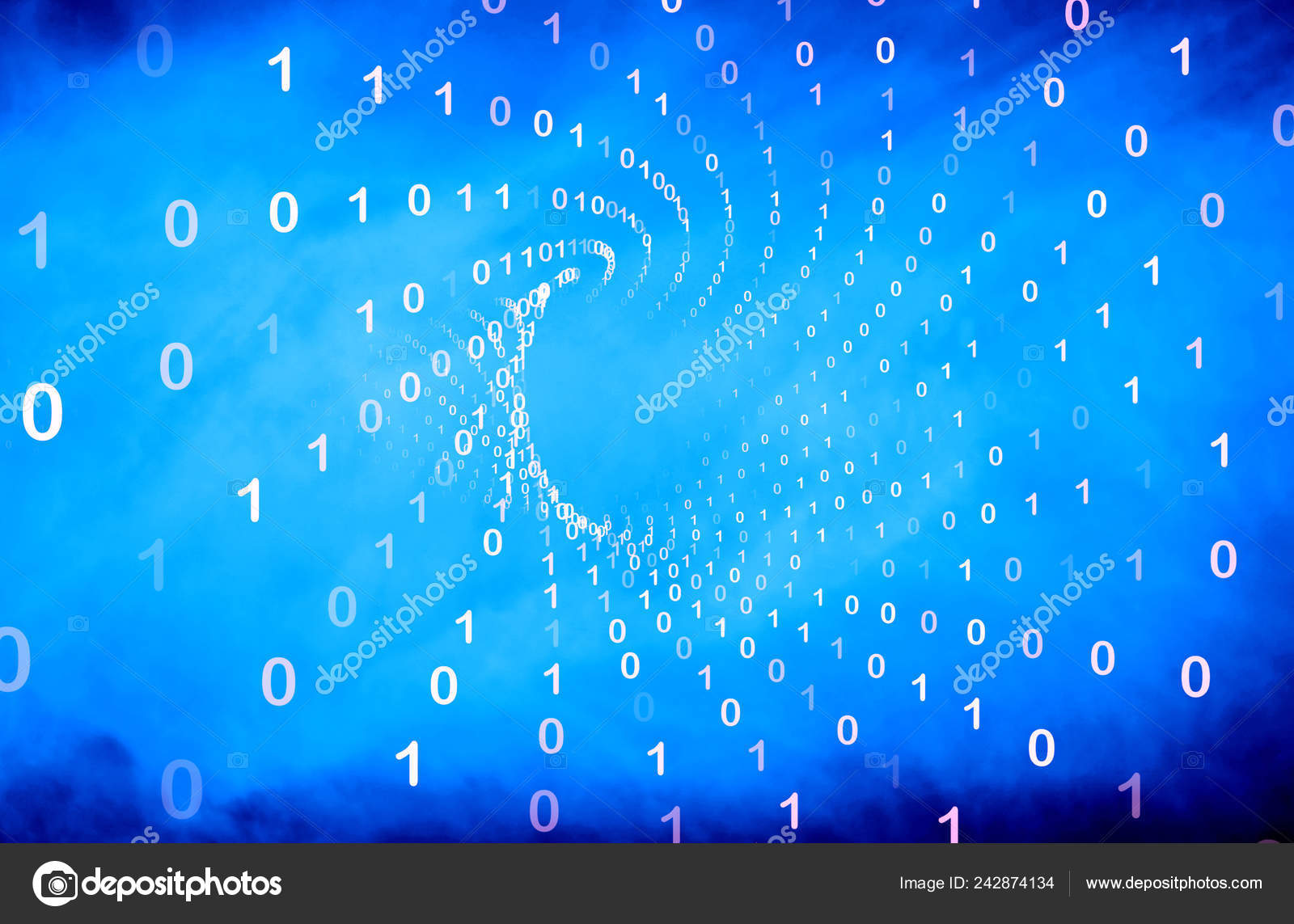 Digital Computer Data Travel Tunnel Computer Shiny Binary Numbers Blue — Stock Photo ...