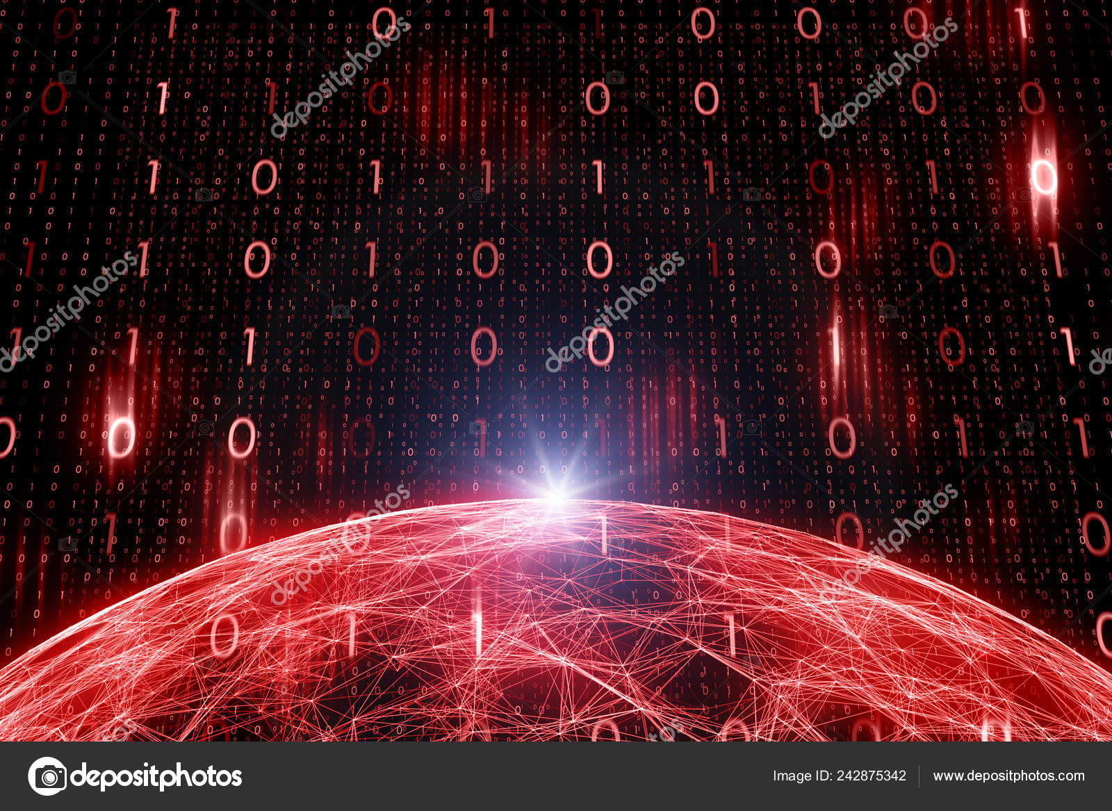 Artistic Red Coloured Computer Binary Numbers Data Cyberspace Sunny ...