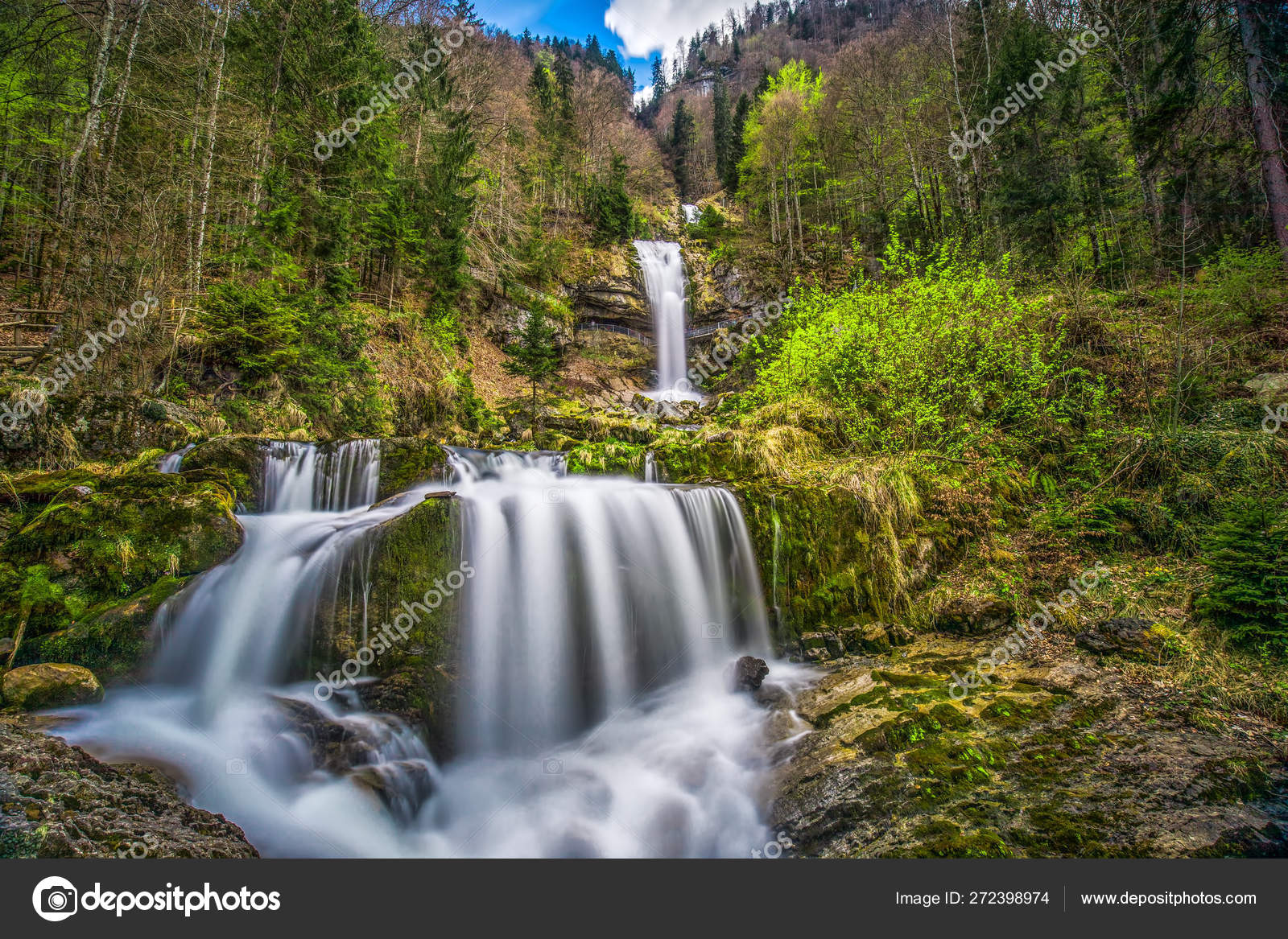 Giessbach waterfall on the Brienzersee near Interlaken, Brienz ...