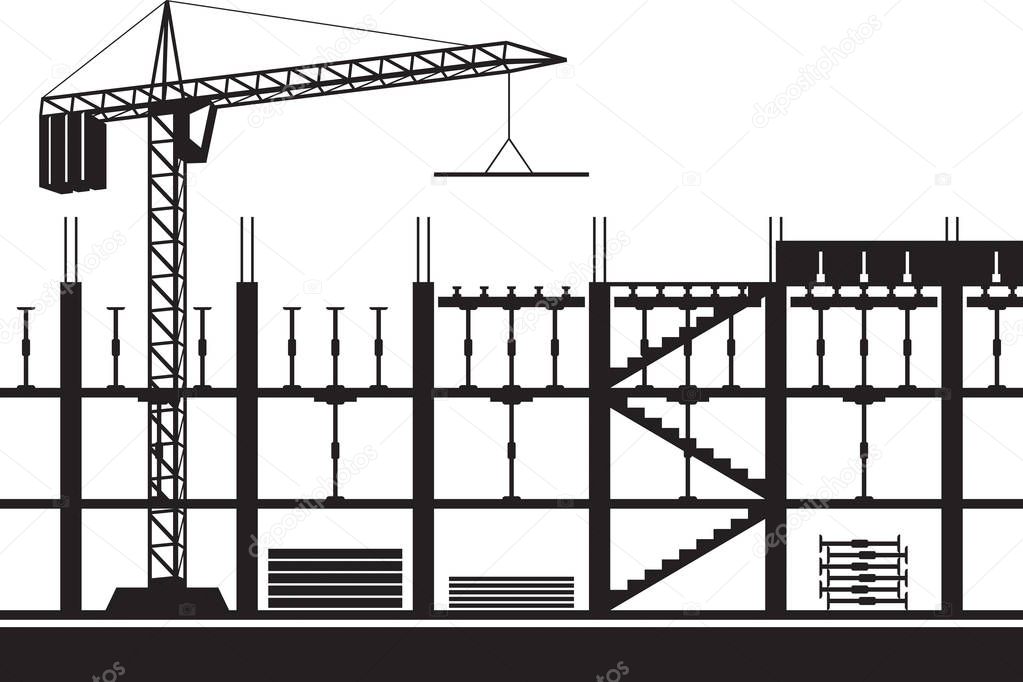 Construcci n de andamios para losa de hormig n - ilustraci n vectorial 2024