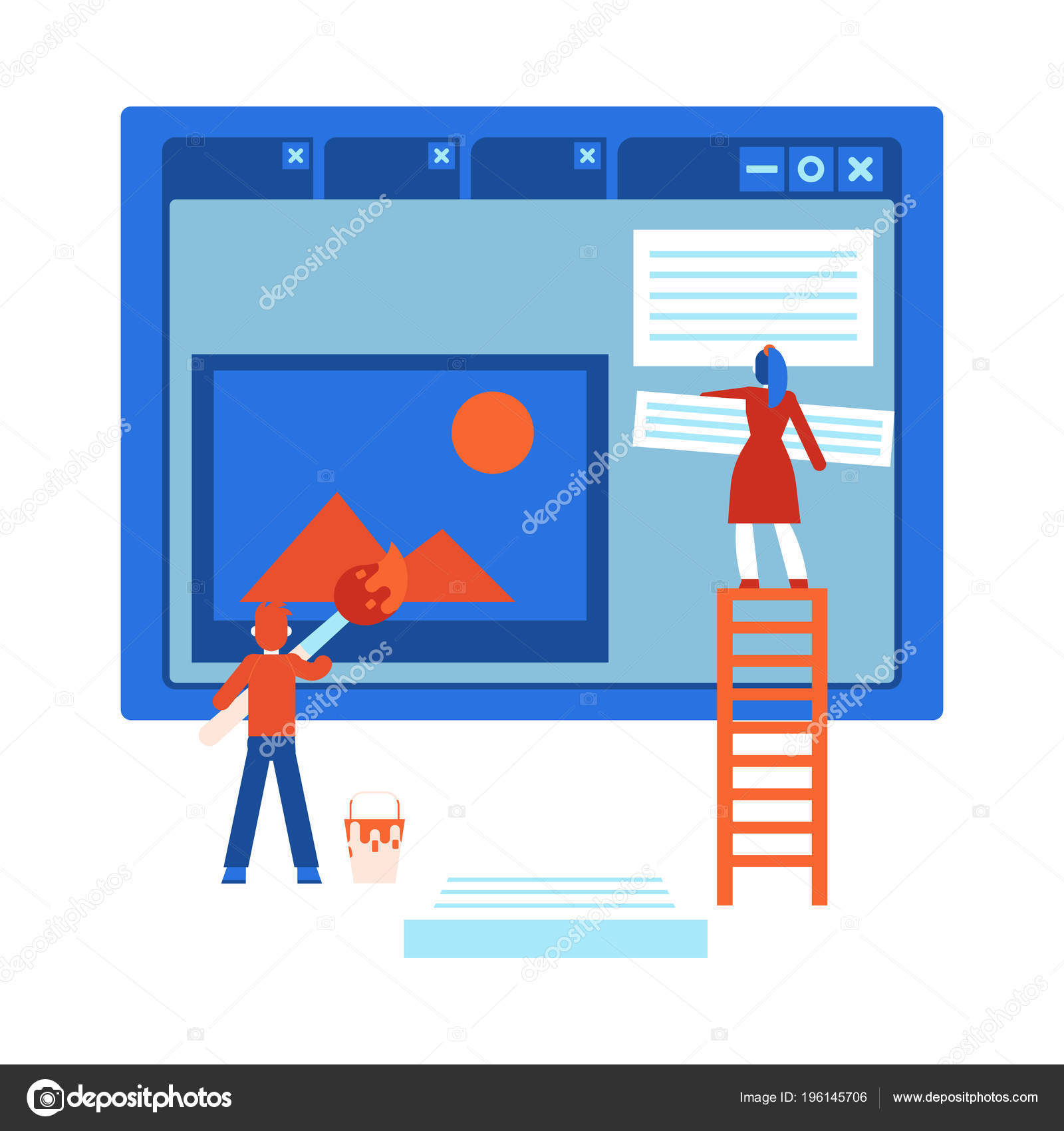 Process of web site design development - isolated flat cartoon vector ...