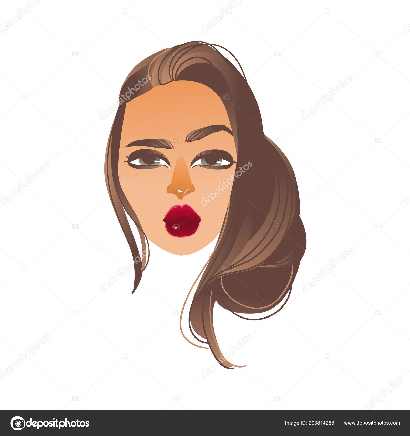 Vector cartoon woman sexy red lips kissing Stock Illustration by ...