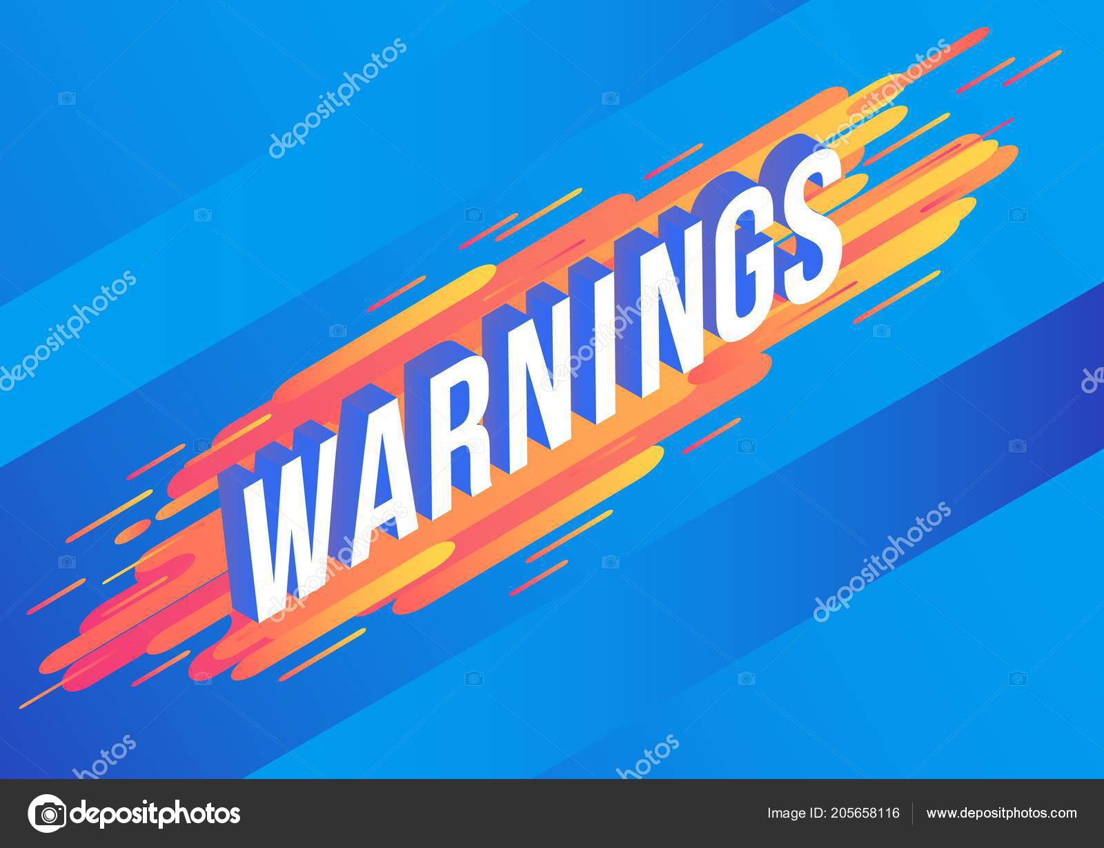 Warnings isometric gradient text design on abstract geometric orange ...