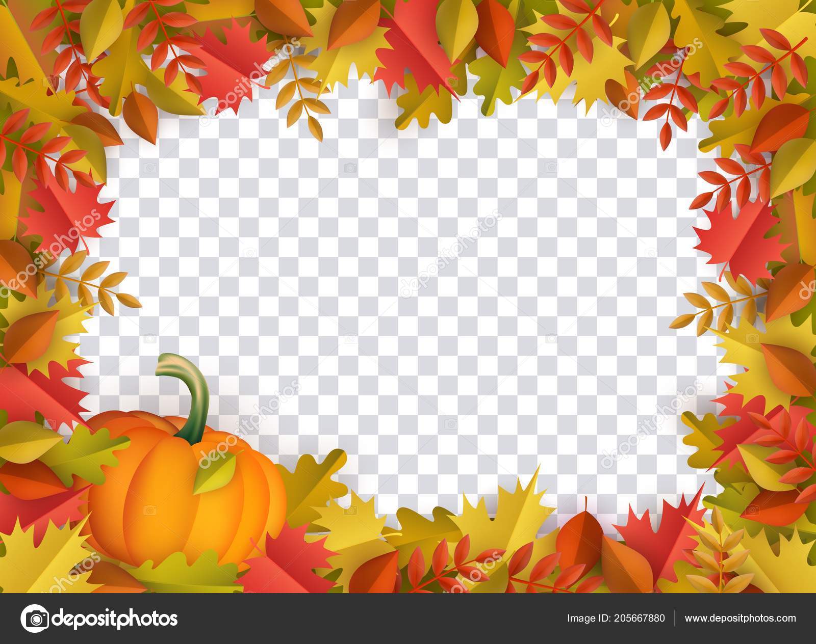 Pumpkin Fall Leaves Border