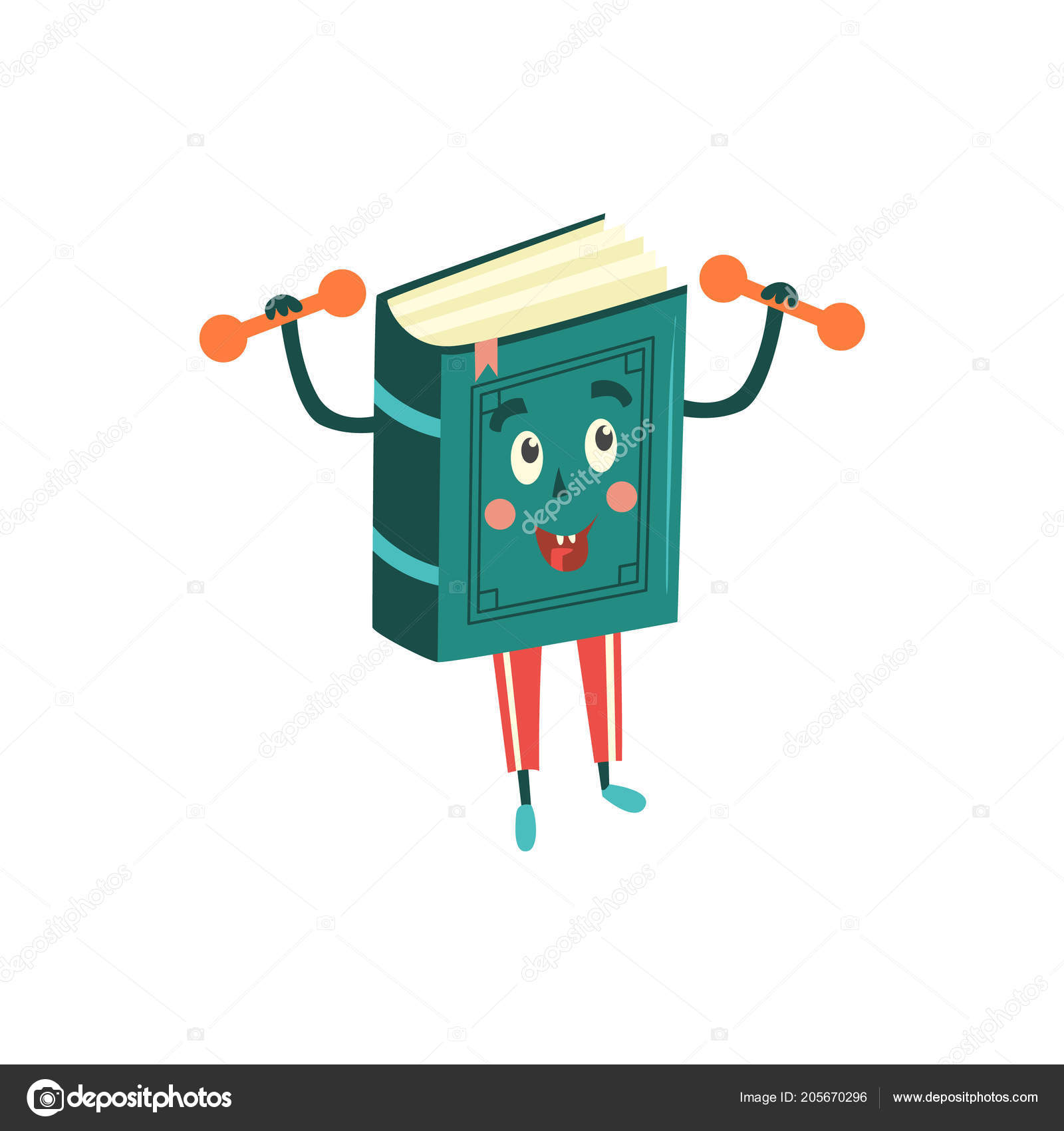 Vector cartoon book character dumbbell workout Stock Vector by ...