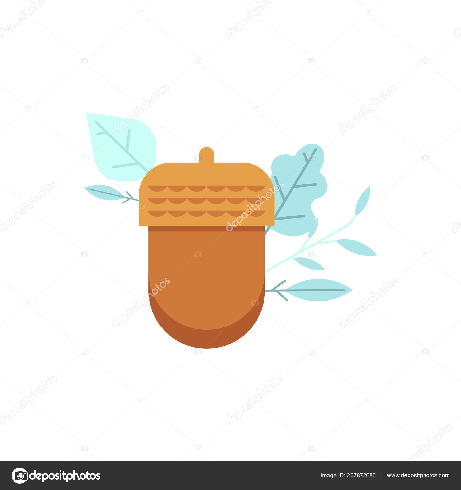 Vector Oak acorn icon in flat style. Stock Vector by ©Sabelskaya 207872680
