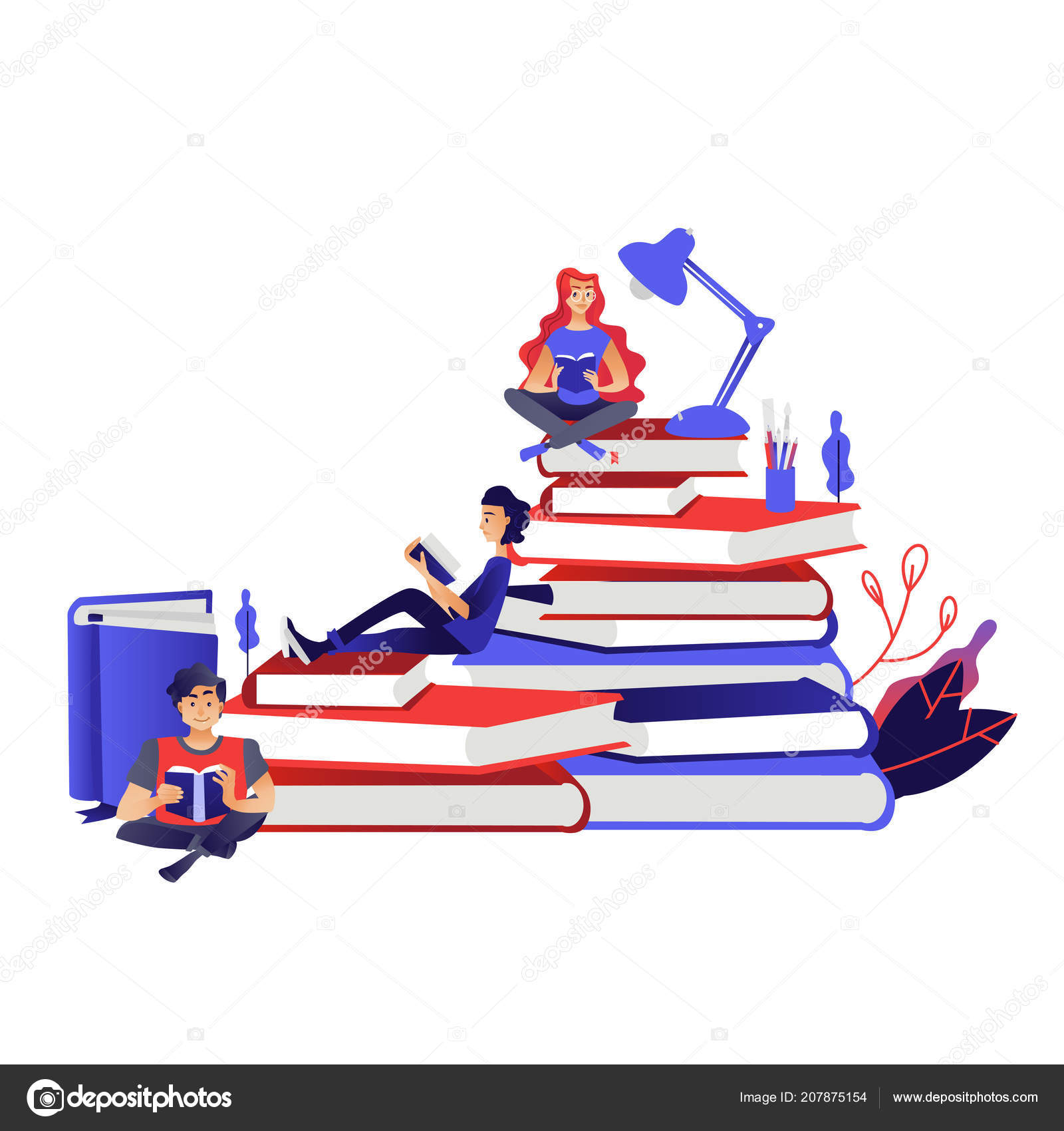 People Reading Books Clip Art
