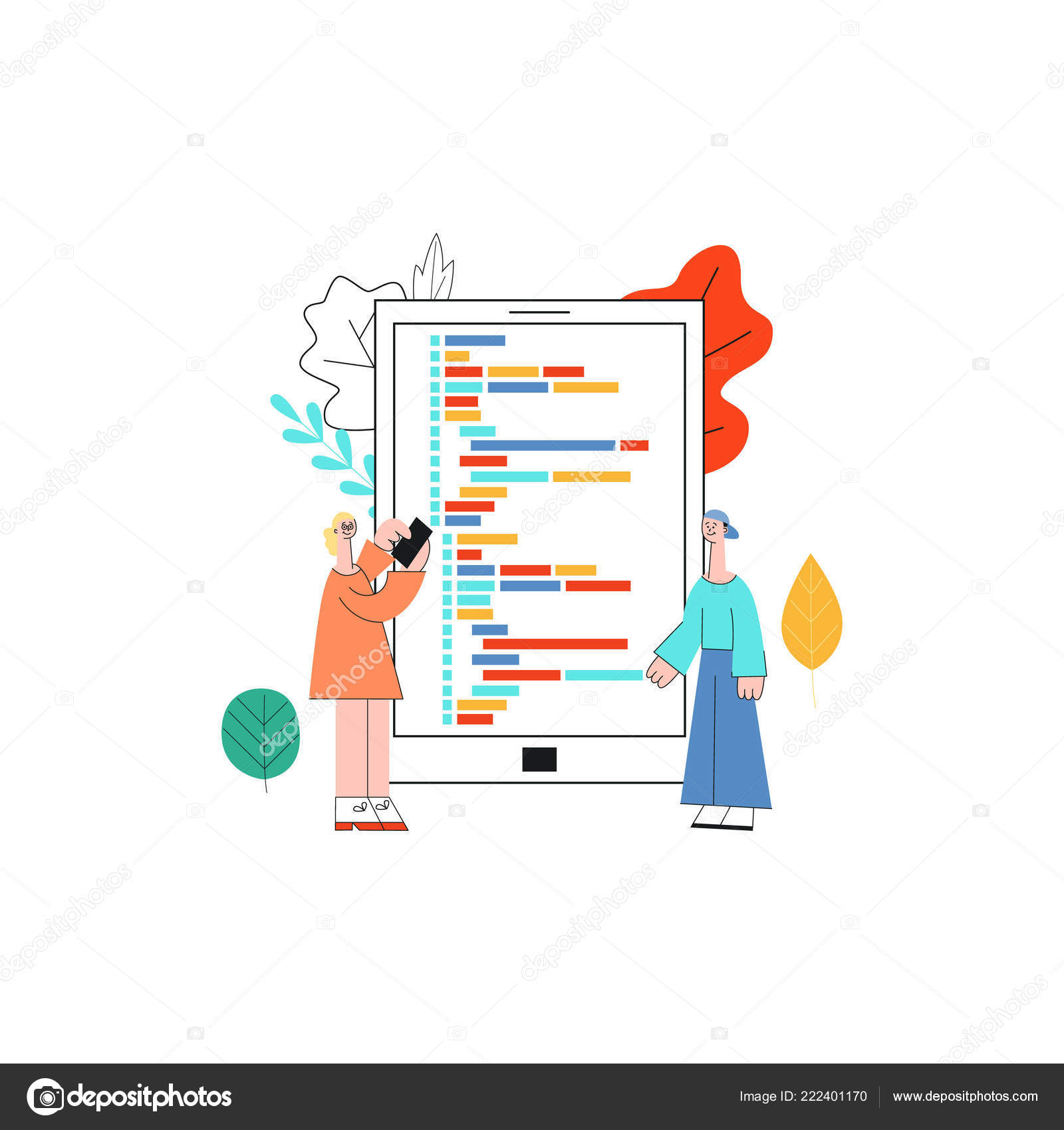 Application development vector illustration with it specialists working ...