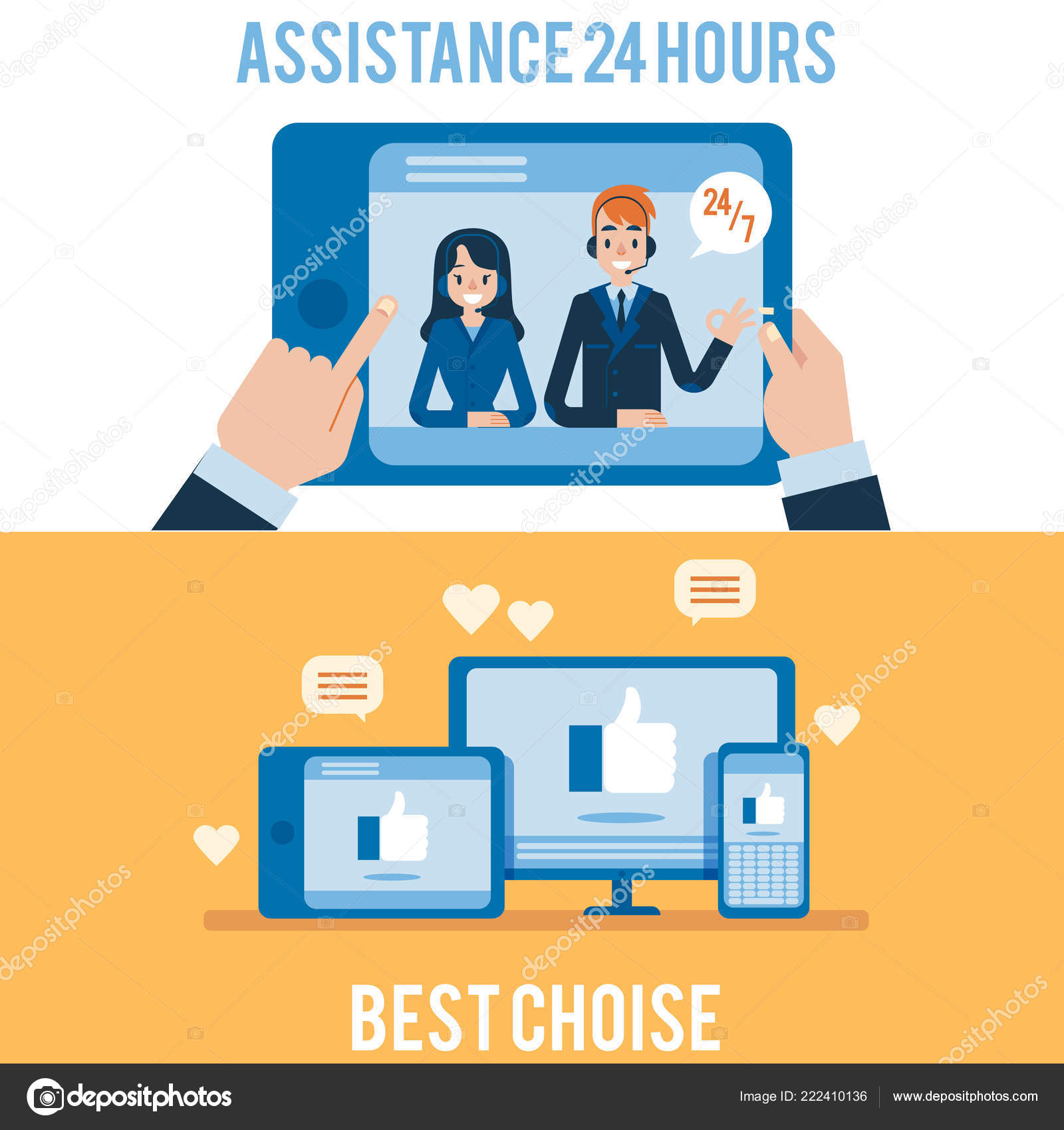 Vector hotline support and online assistants set Stock Vector Image by ...
