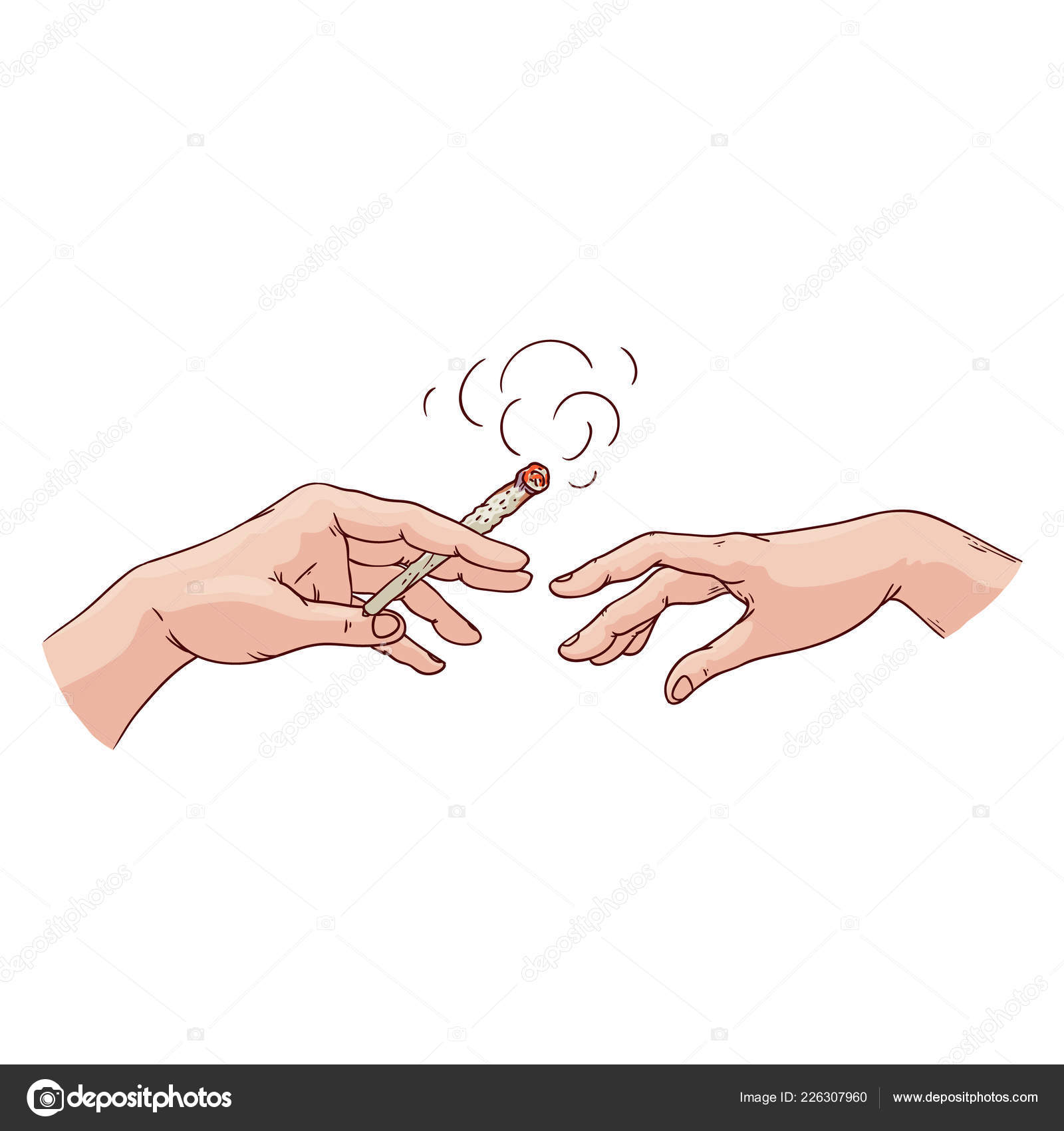 Vector smoking hands with cigarette sketch icon Stock Vector Image by ...