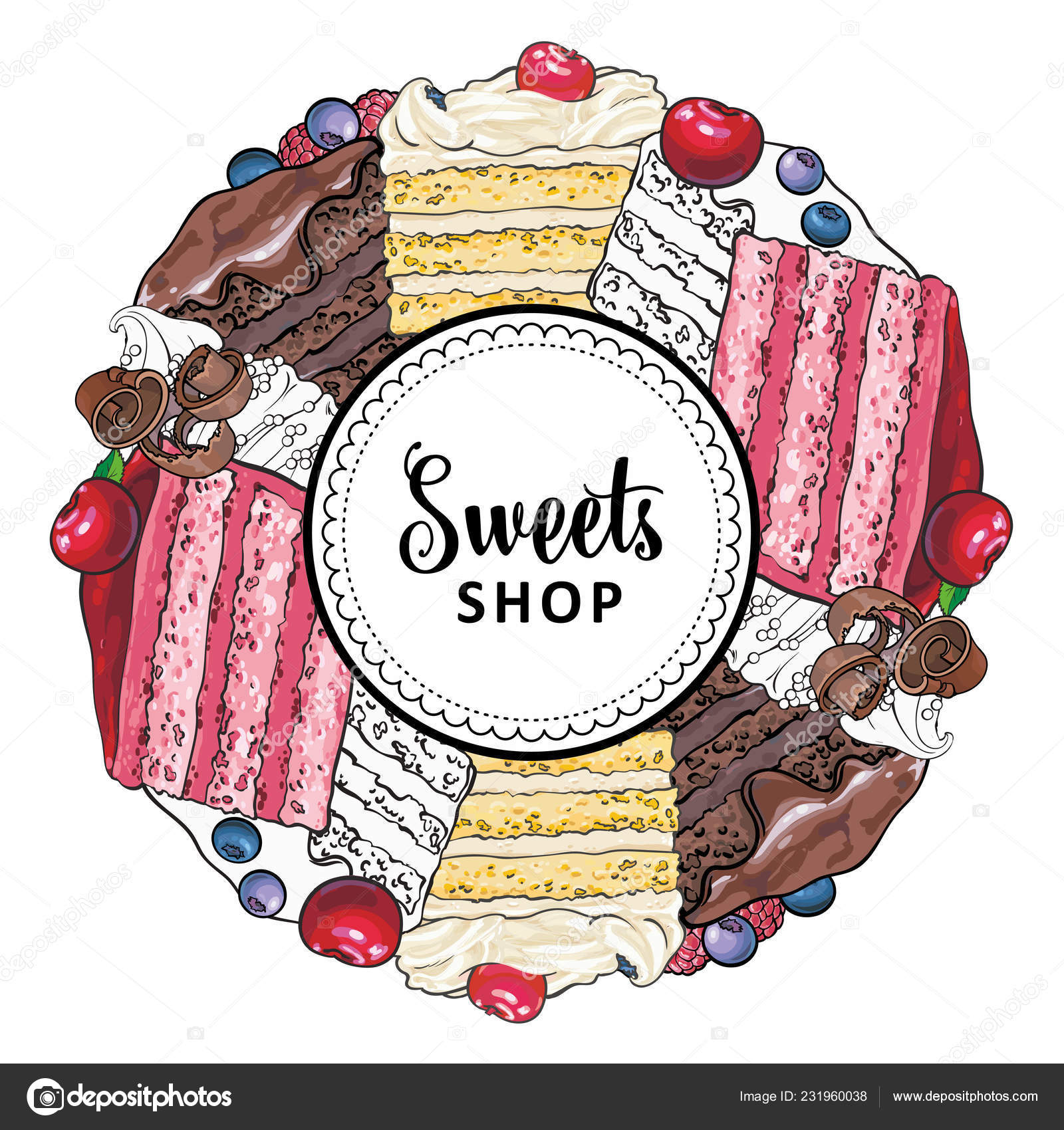 Vector sweets shop logo with cupcake biscuits Stock Illustration by ...