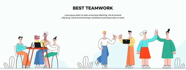 Vector illustration of Team text design with business people working ...