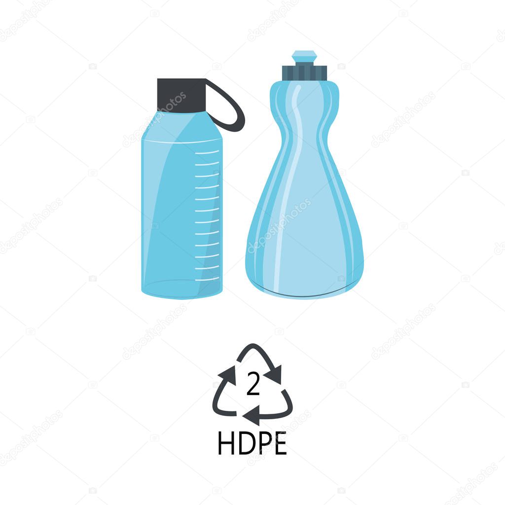HDPE 2 tipo plástico - botellas de polietileno de alta densidad azul ...