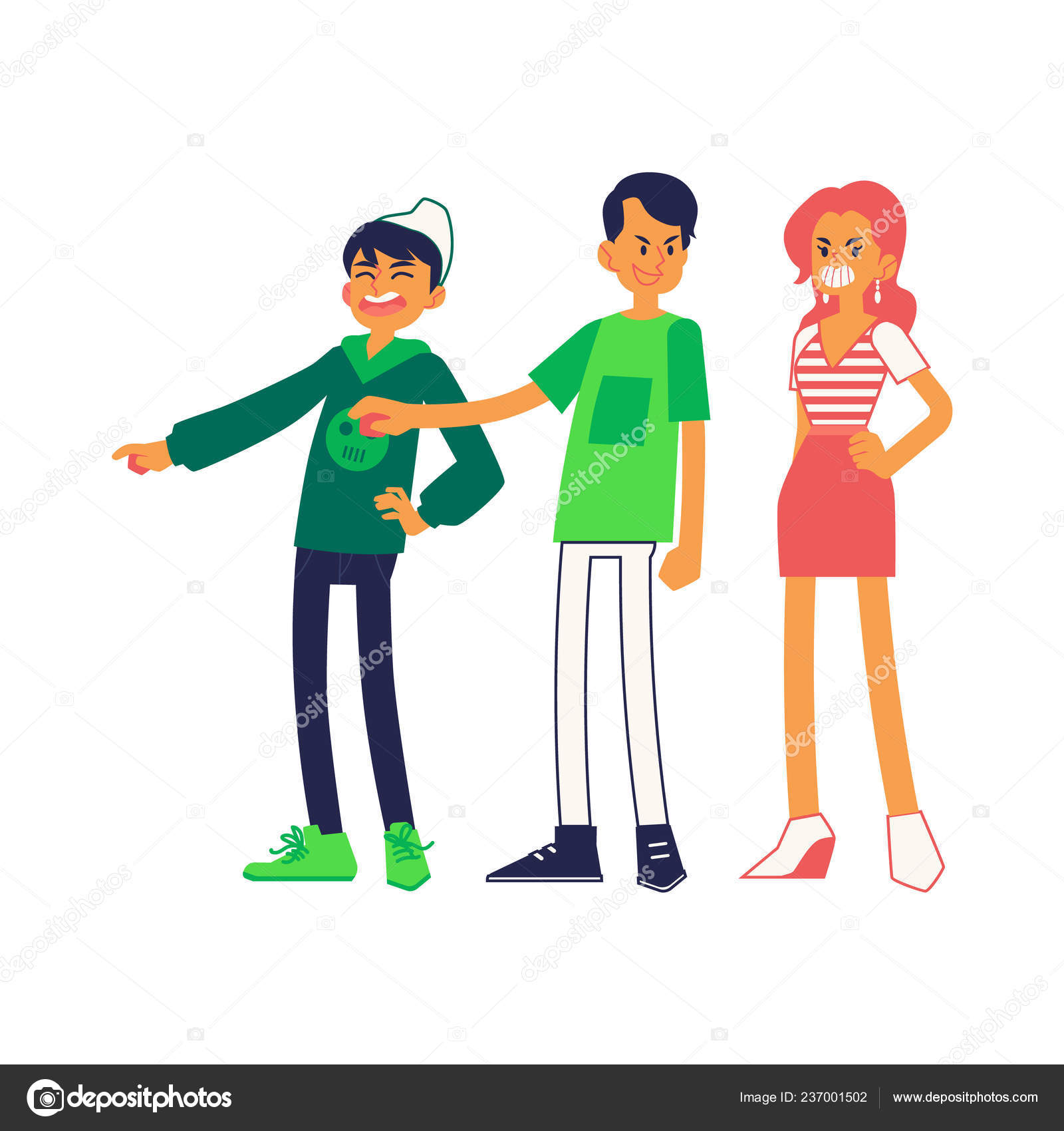 Vector estudiante burla burla risa señalando vector, gráfico vectorial ...